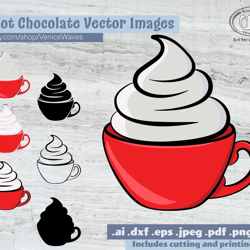 Hot Cocoa Clip Art Black and White Images - Etsy