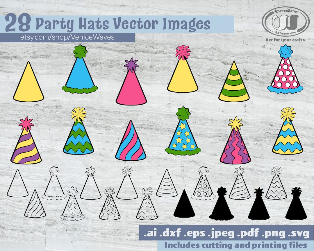Party Hats SVG, Party Hats Cut File, Party Hats Clipart, Party Hats PDF ...