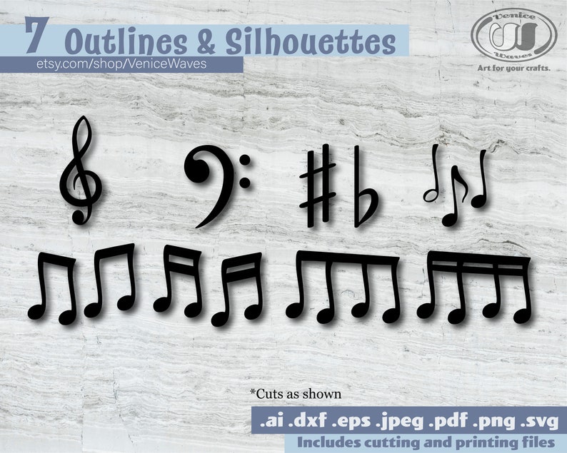 Music Notes Clipart Music Notes Cut File Music Notes - Etsy