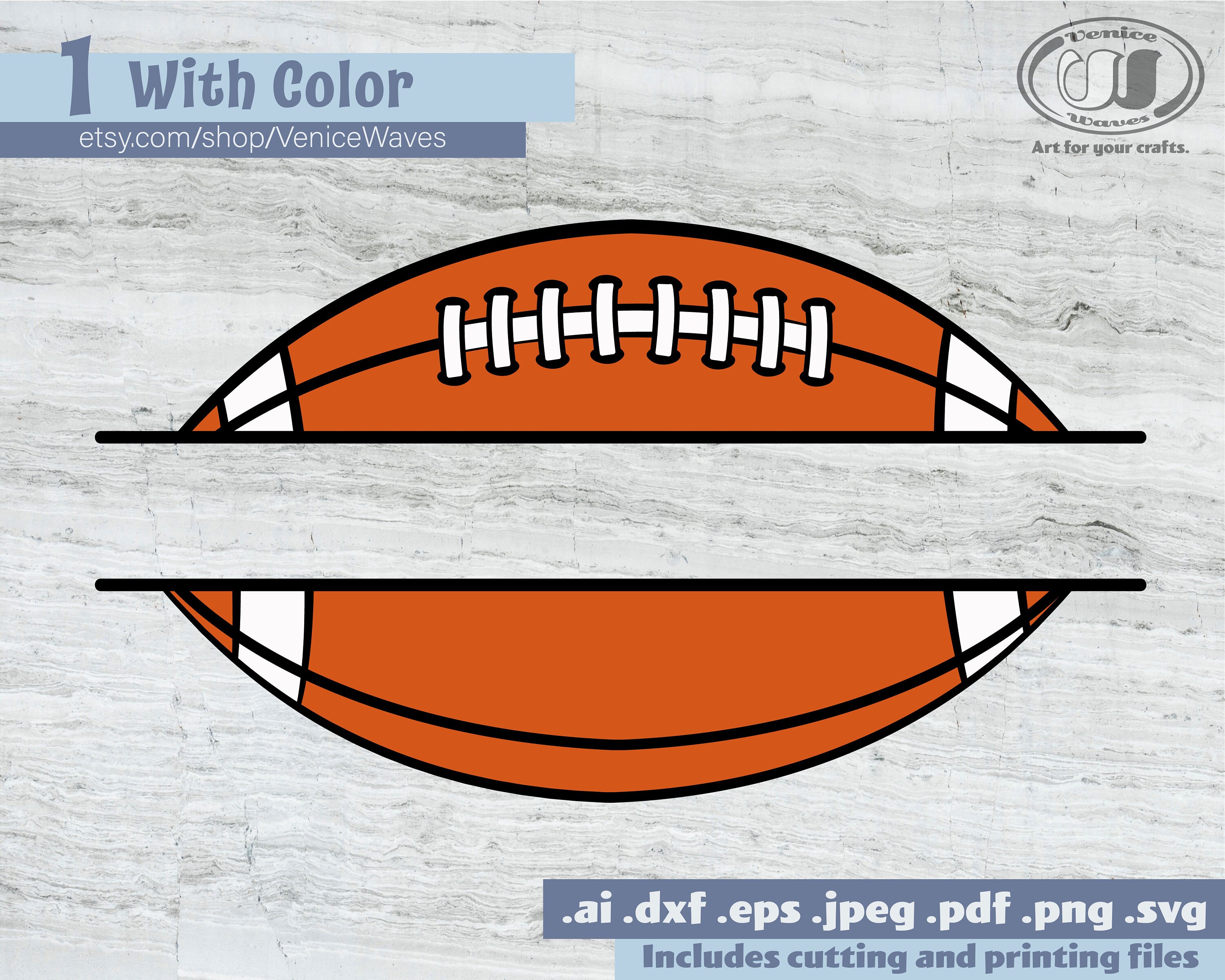Split Football SVG Split Football Cut File Football Clipart | Etsy