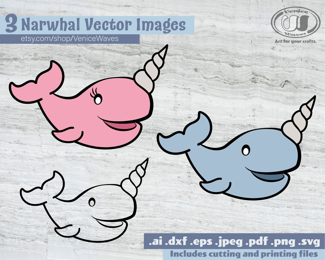 Narwhal SVG, Narwhal Cut File, Narwhal Clipart, Narwhal PDF, Dolphin ...