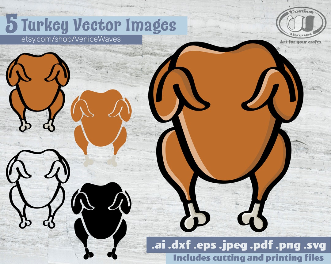 Cooked Turkey SVG, Thanksgiving Cut File, Food Clipart, Holiday PDF ...