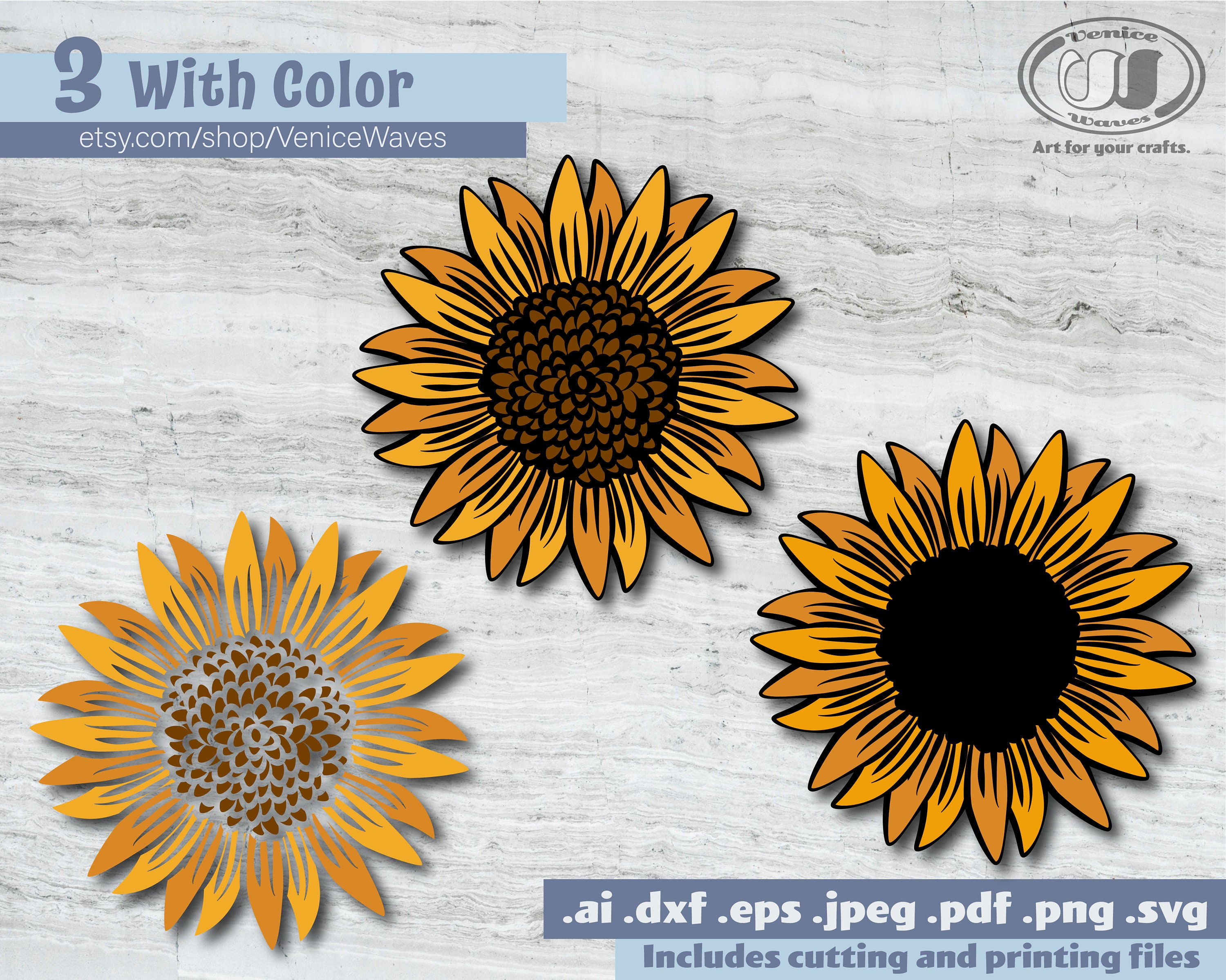 Sunflower SVG Sunflower Cut File Sunflower Clipart - Etsy