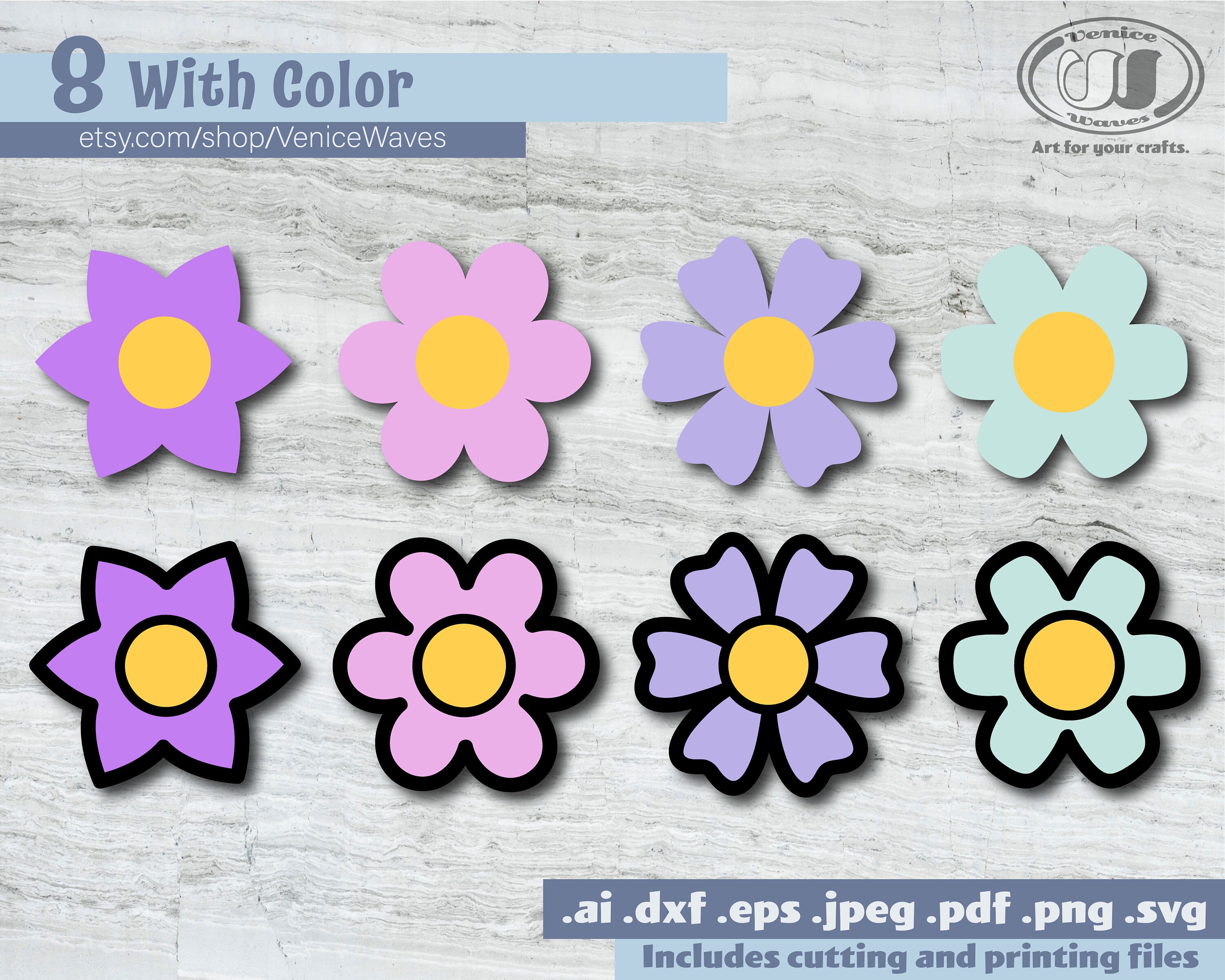Six Petal Flowers SVG Six Petal Flowers Cut File Six Petal - Etsy