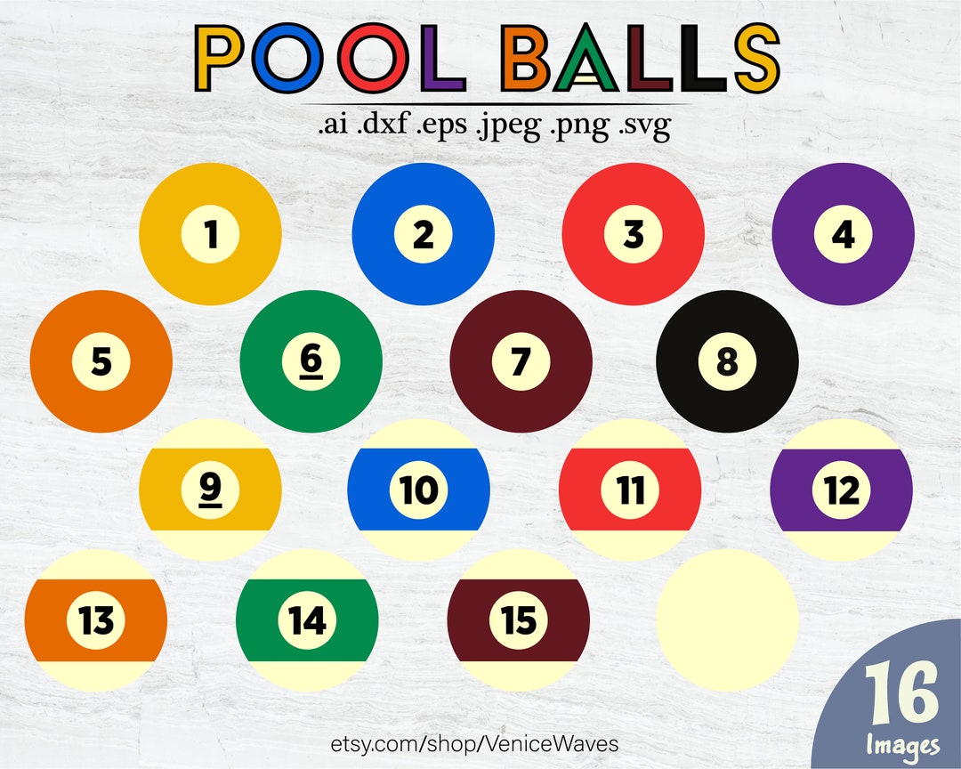 Flat Pool Balls SVG, Pool Balls Cut File, Pool Balls Clipart, Sports ...