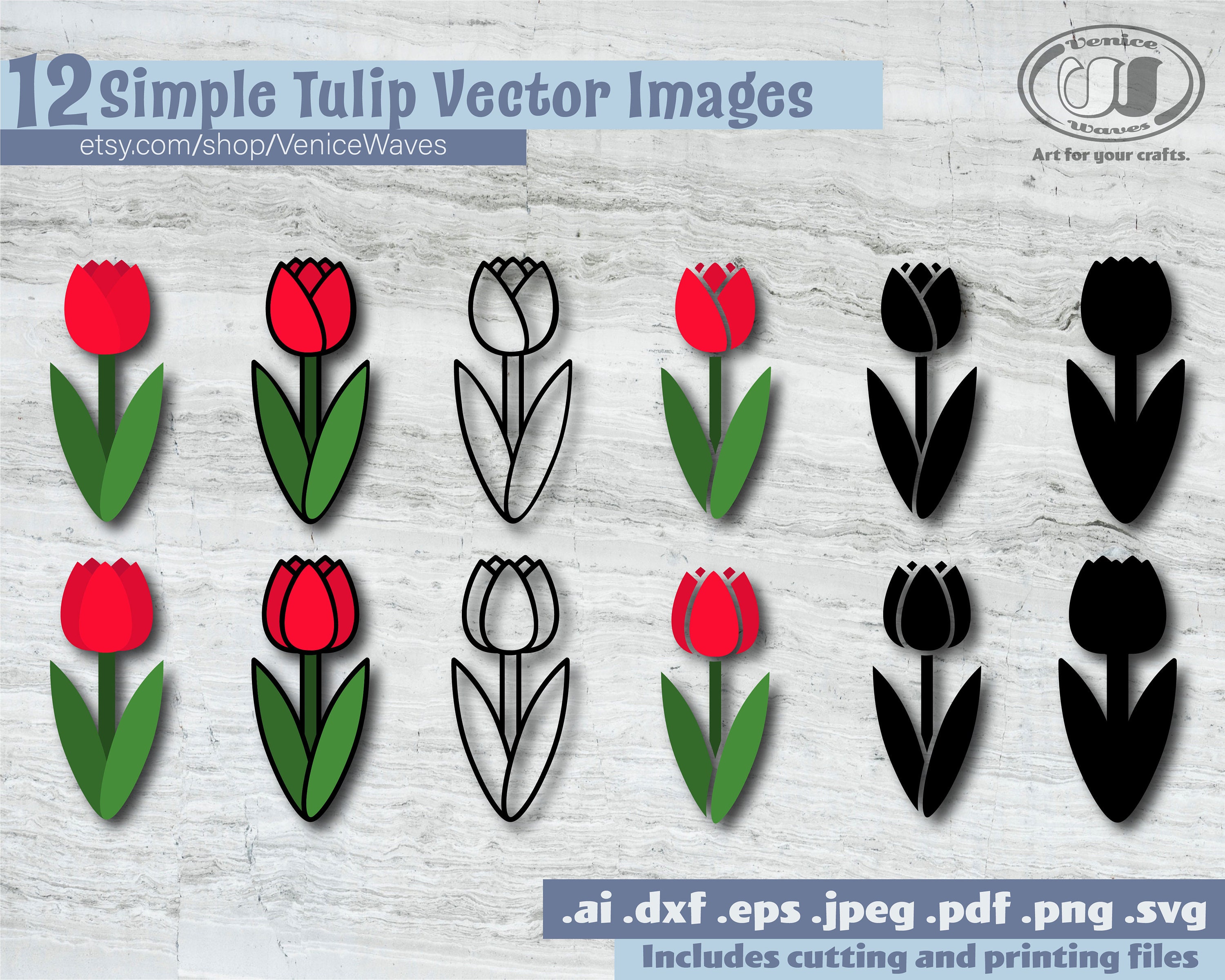 Simple Tulip SVG Simple Tulip Cut File Simple Flower - Etsy