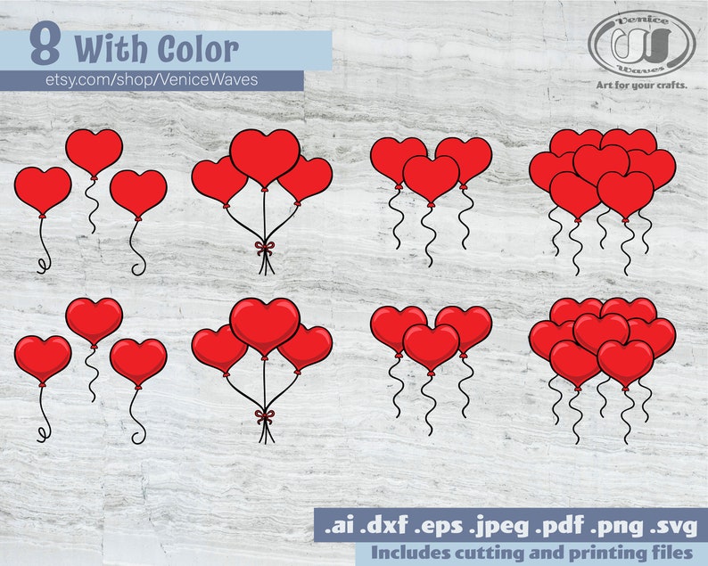 Heart Balloons SVG Heart Balloons Cut File Heart Balloons | Etsy