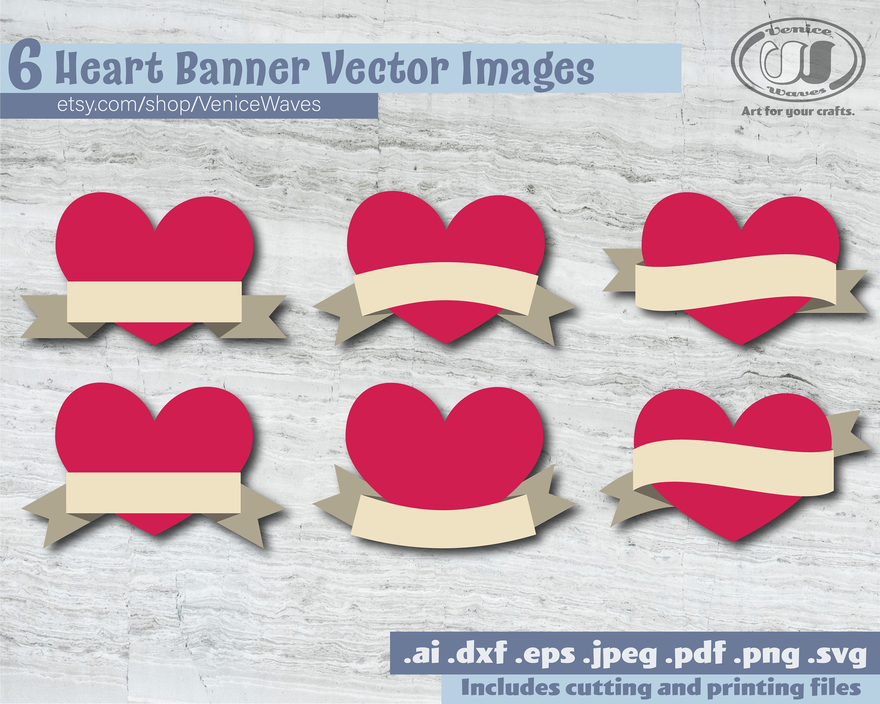 Heart Ribbon Banner Clipart Banner Cut File Valentine - Etsy Australia