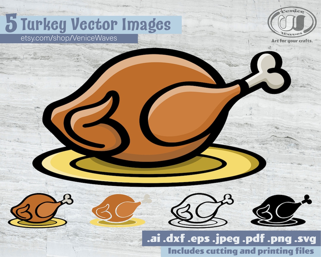 Cooked Turkey SVG, Thanksgiving Cut File, Food Clipart, Holiday PDF ...
