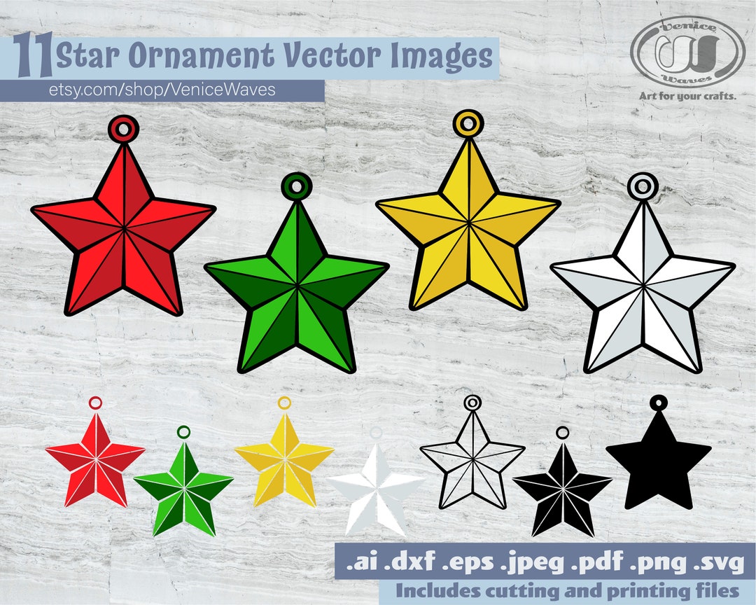 Star Ornaments Clipart, Christmas Cut File, Holiday SVG, Star Ornament ...