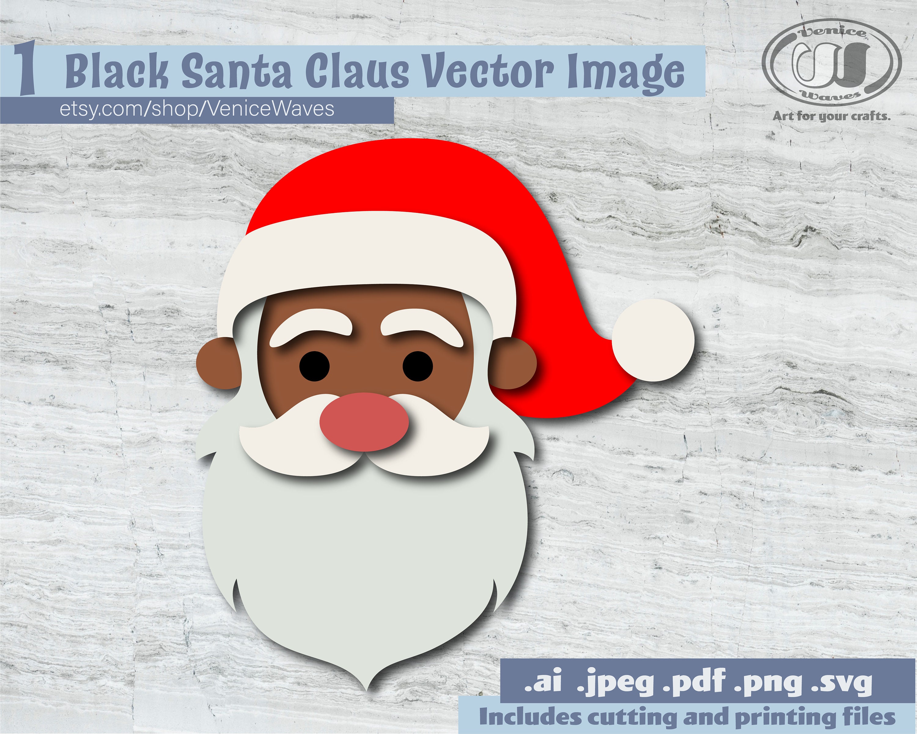 Black Santa Claus SVG Black Santa Cut File Christmas - Etsy