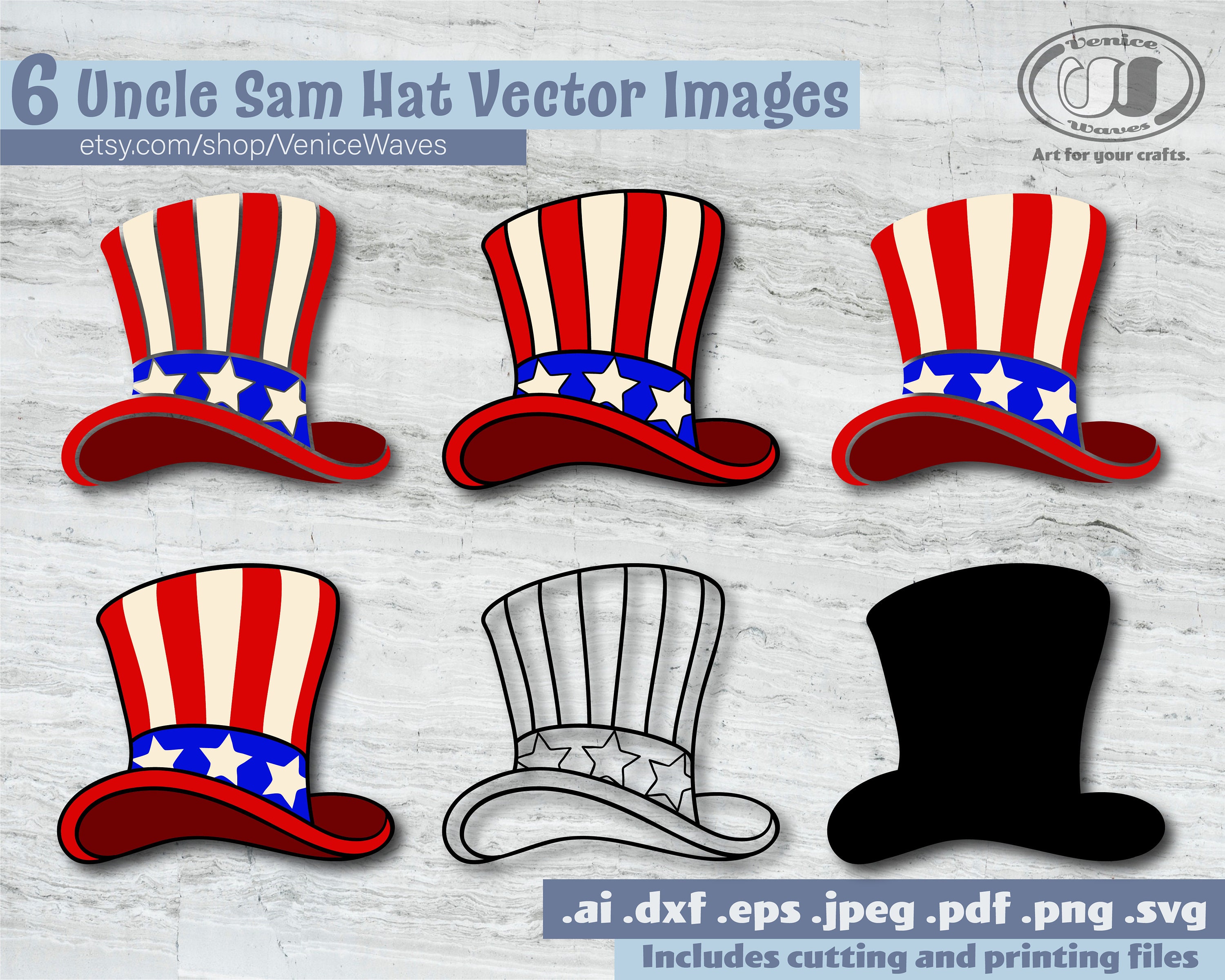 Uncle Sam Hat Clipart Uncle Sam Hat Cut File Fourth of July | Etsy