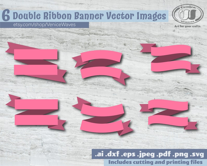 Double Ribbon Banner Clipart Banner Cut File Baby Girl | Etsy