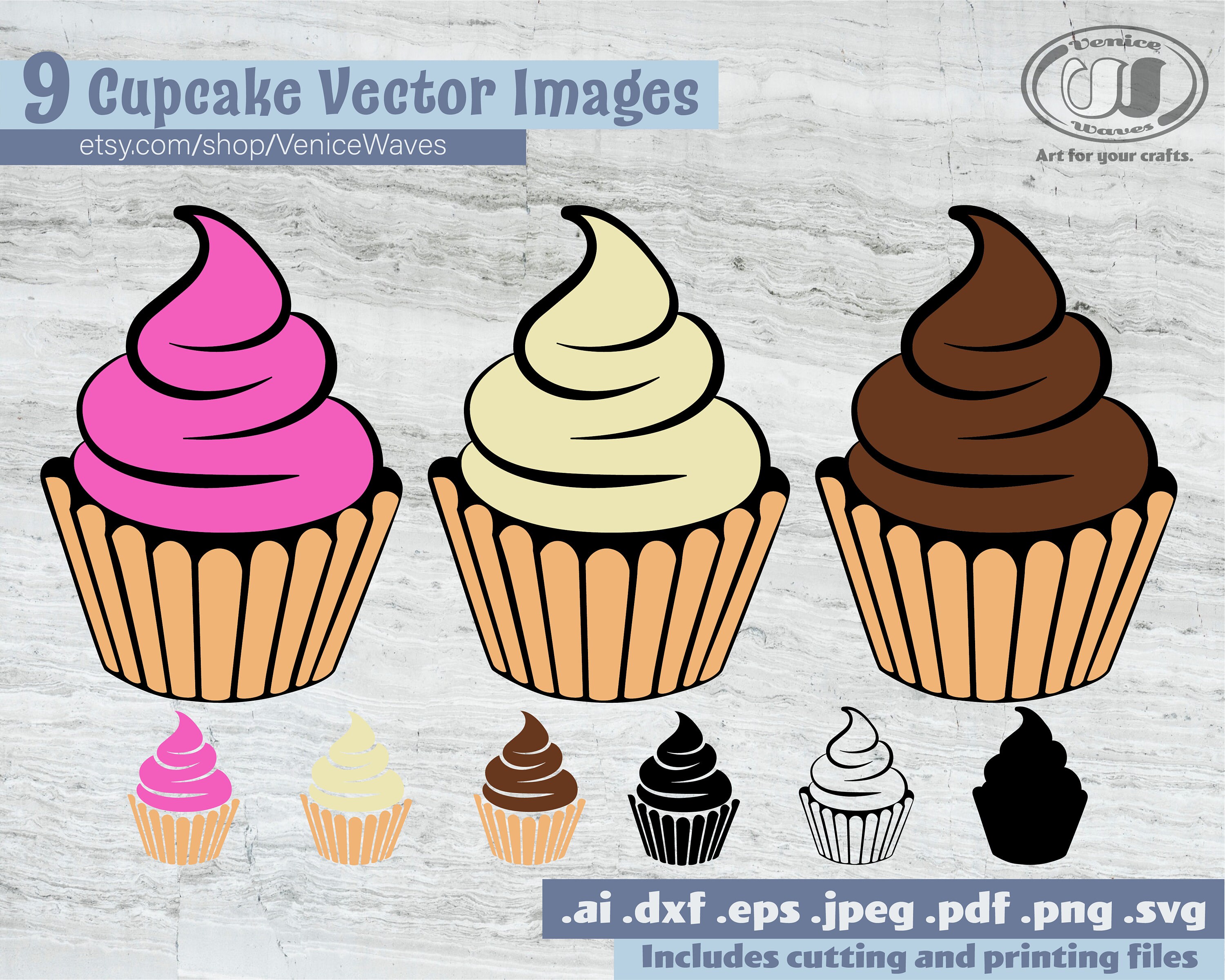 Cupcakes SVG Cupcake Cut File Cupcake Clipart Cupcake PDF - Etsy