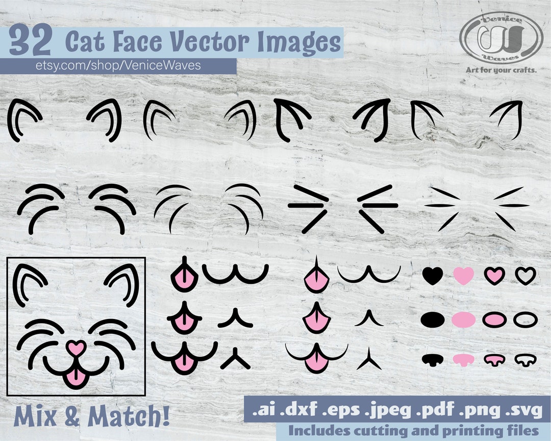 Cat Face SVG, Cat Face Cut File, Cat Face Clipart, Cat Face PDF, Cat ...
