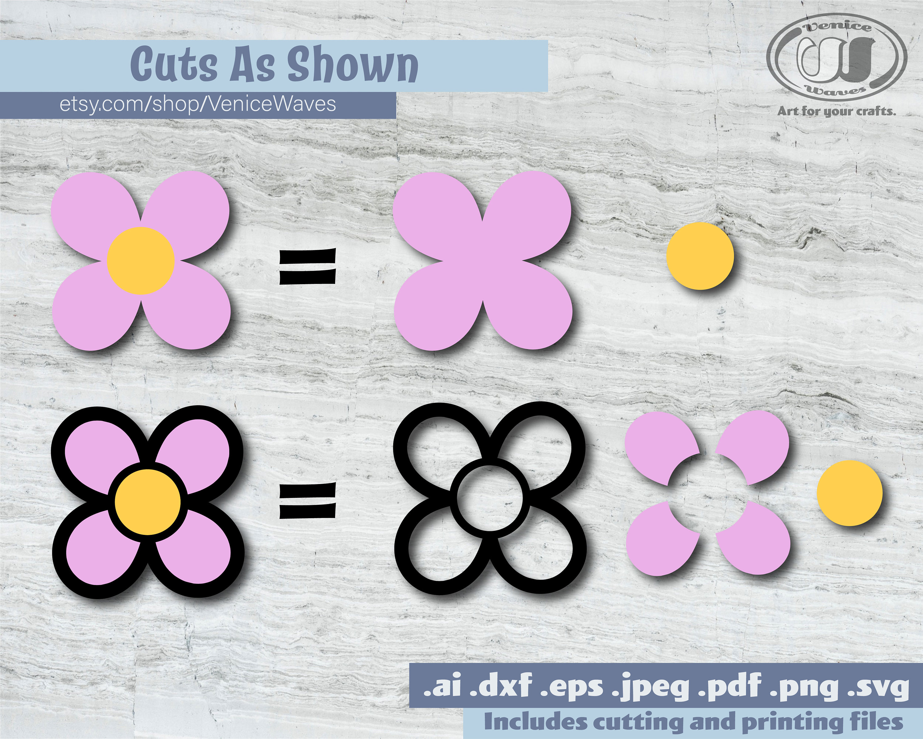 Five Petal Flowers SVG Simple Flower Cut File Five Petal - Etsy Singapore