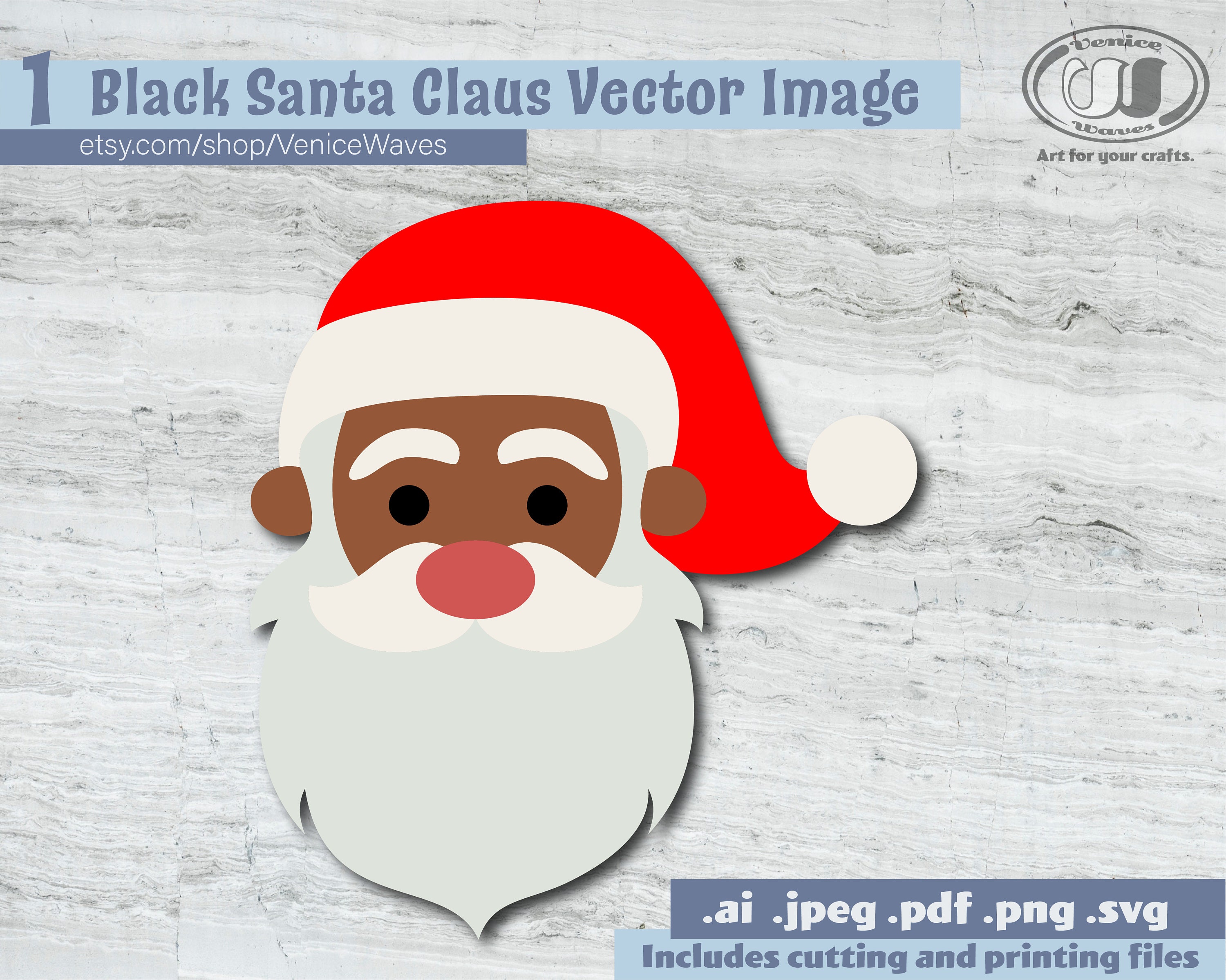 Black Santa Claus SVG Black Santa Cut File Christmas | Etsy