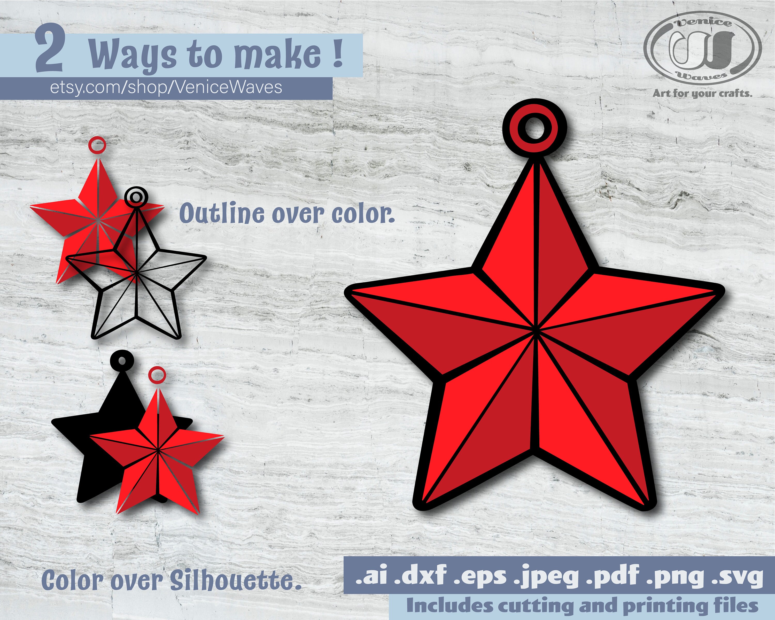 Star Ornaments Clipart Christmas Cut File Holiday SVG Star | Etsy
