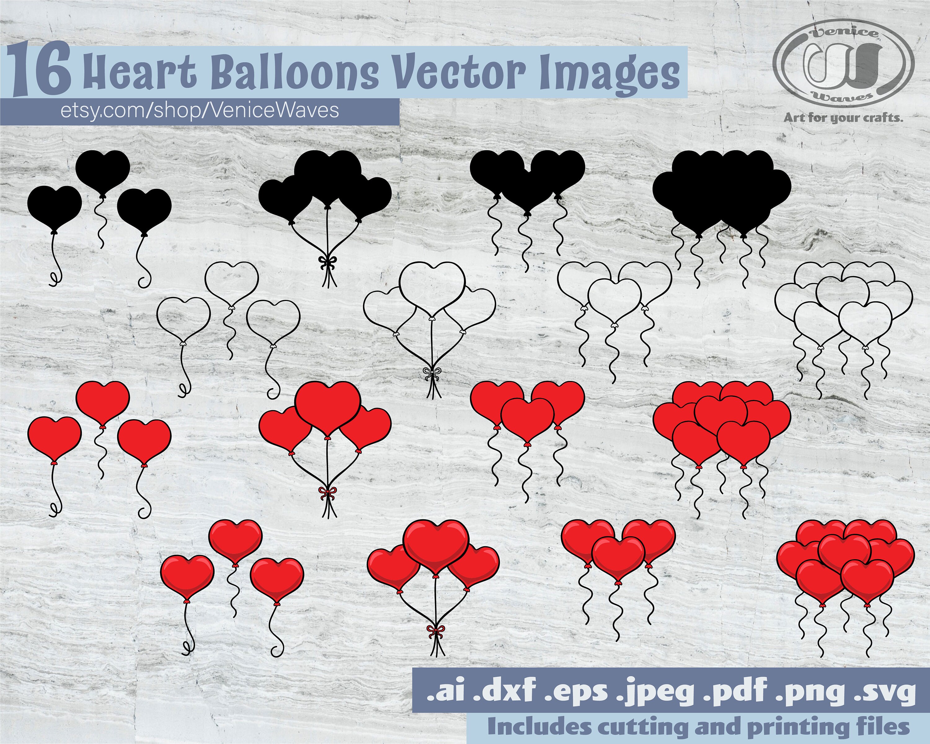Heart Balloons SVG Heart Balloons Cut File Heart Balloons - Etsy