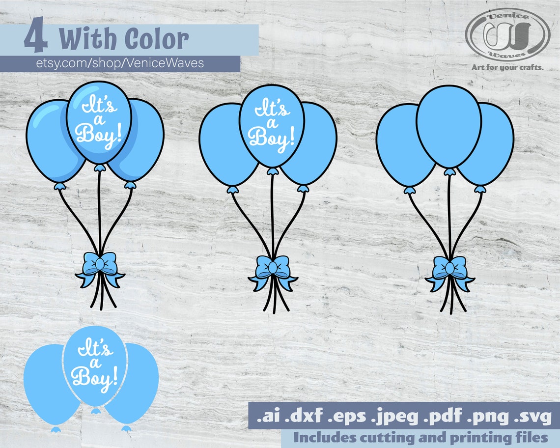 Baby Boy Balloons SVG, Baby Boy Balloons Cut File, Baby Boy Balloons ...