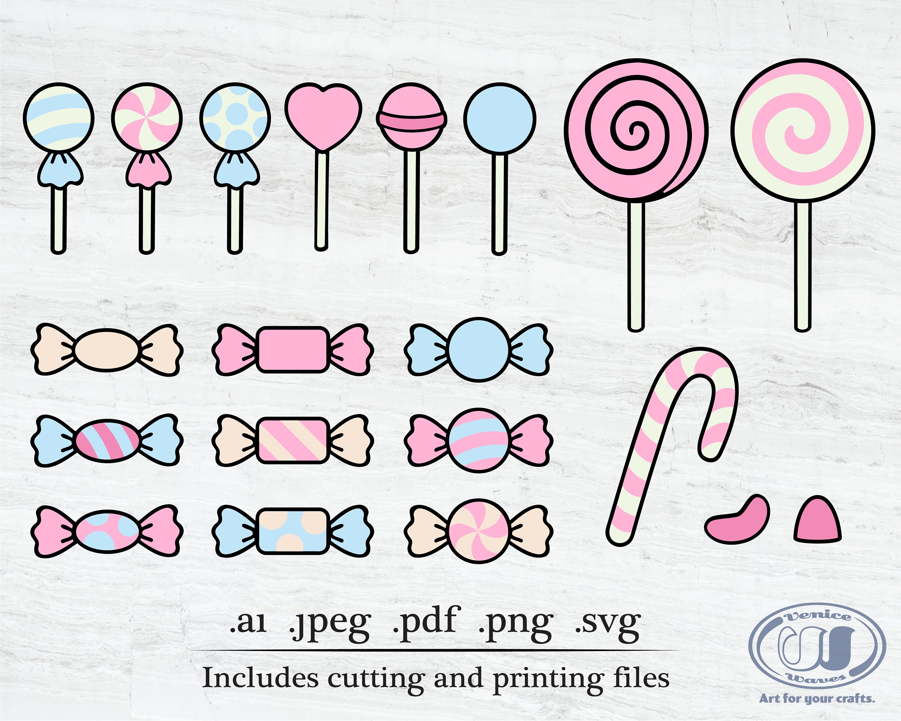 Candy Bundle Vector Images Includes .ai .jpeg .pdf .png - Etsy
