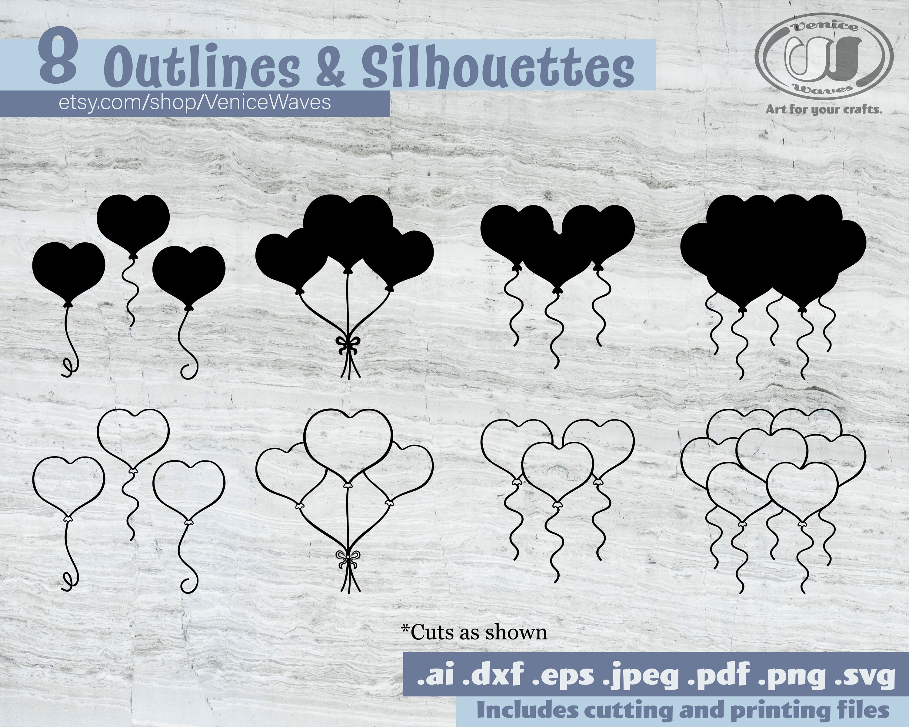 Heart Balloons SVG Heart Balloons Cut File Heart Balloons - Etsy