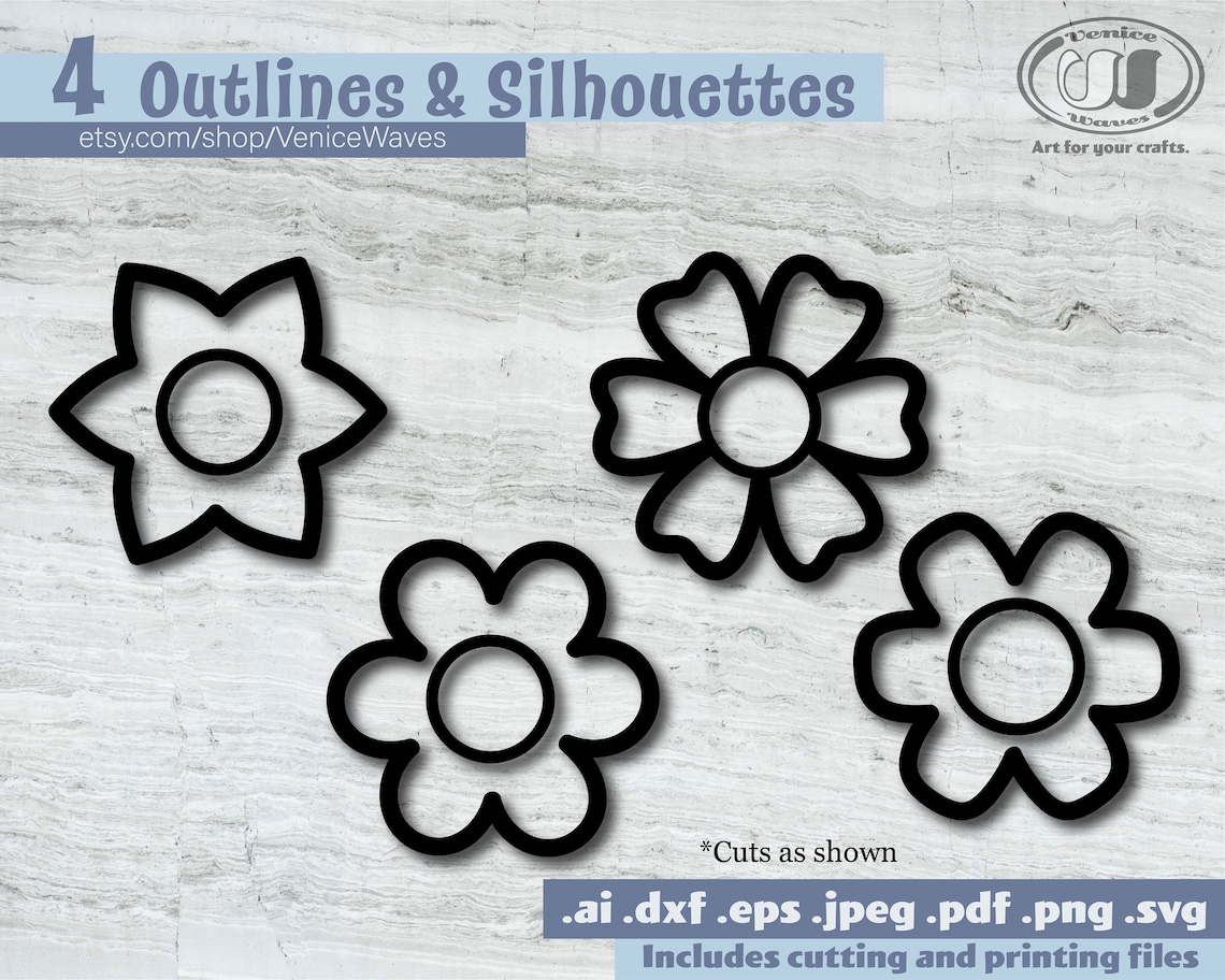 Six Petal Flowers SVG Six Petal Flowers Cut File Six Petal - Etsy