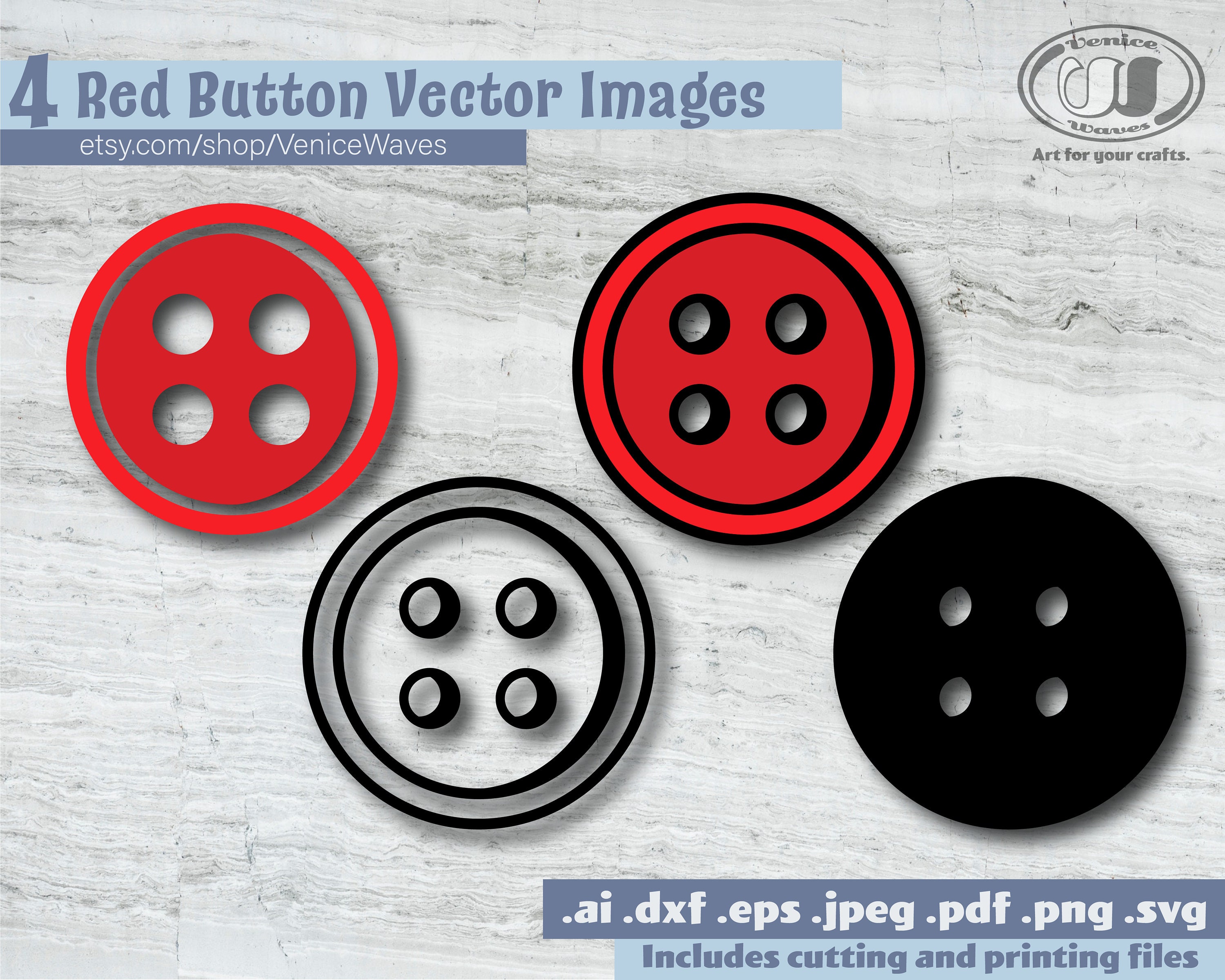 Red Button SVG Button Cut File Button Clipart Button PDF - Etsy