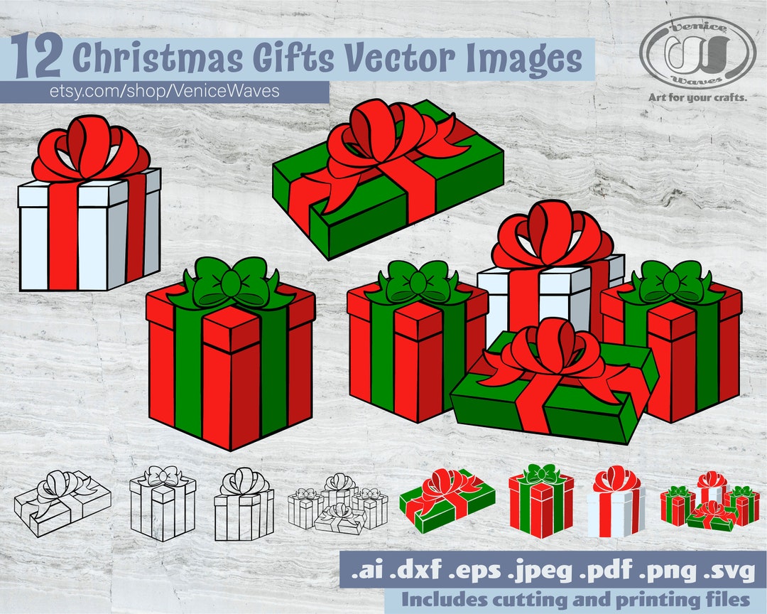 Christmas Gifts Clip Art, Present Cut File, Gift Box SVG, Christmas ...