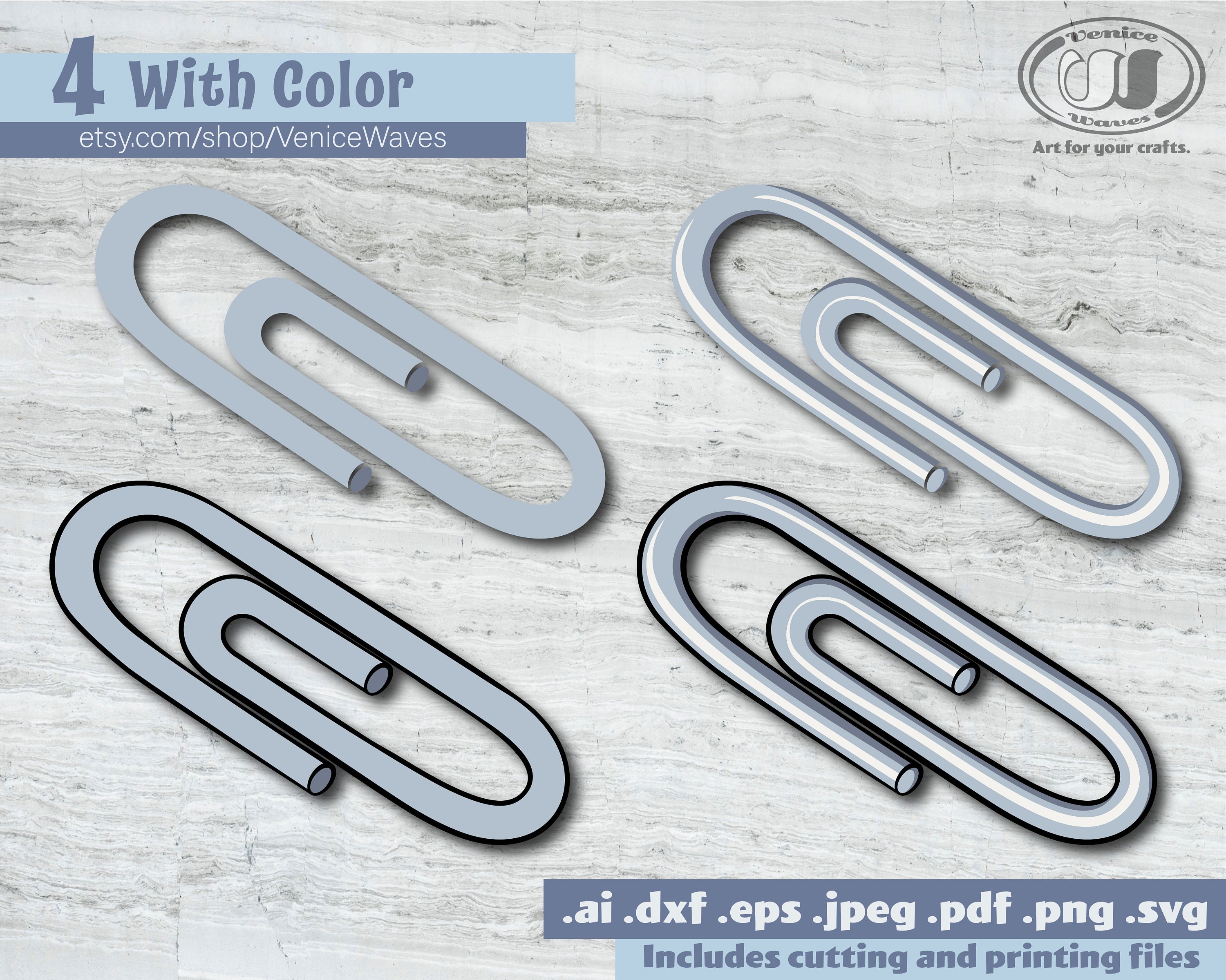 Silver Paper Clips SVG Paperclip Cut File Paper Clip | Etsy