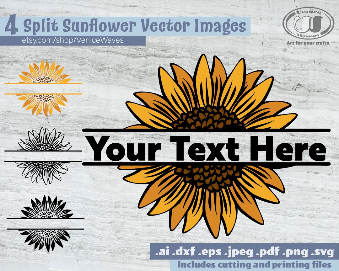 Split Sunflower SVG, Split Sunflower Cut File, Split Sunflower Clipart ...