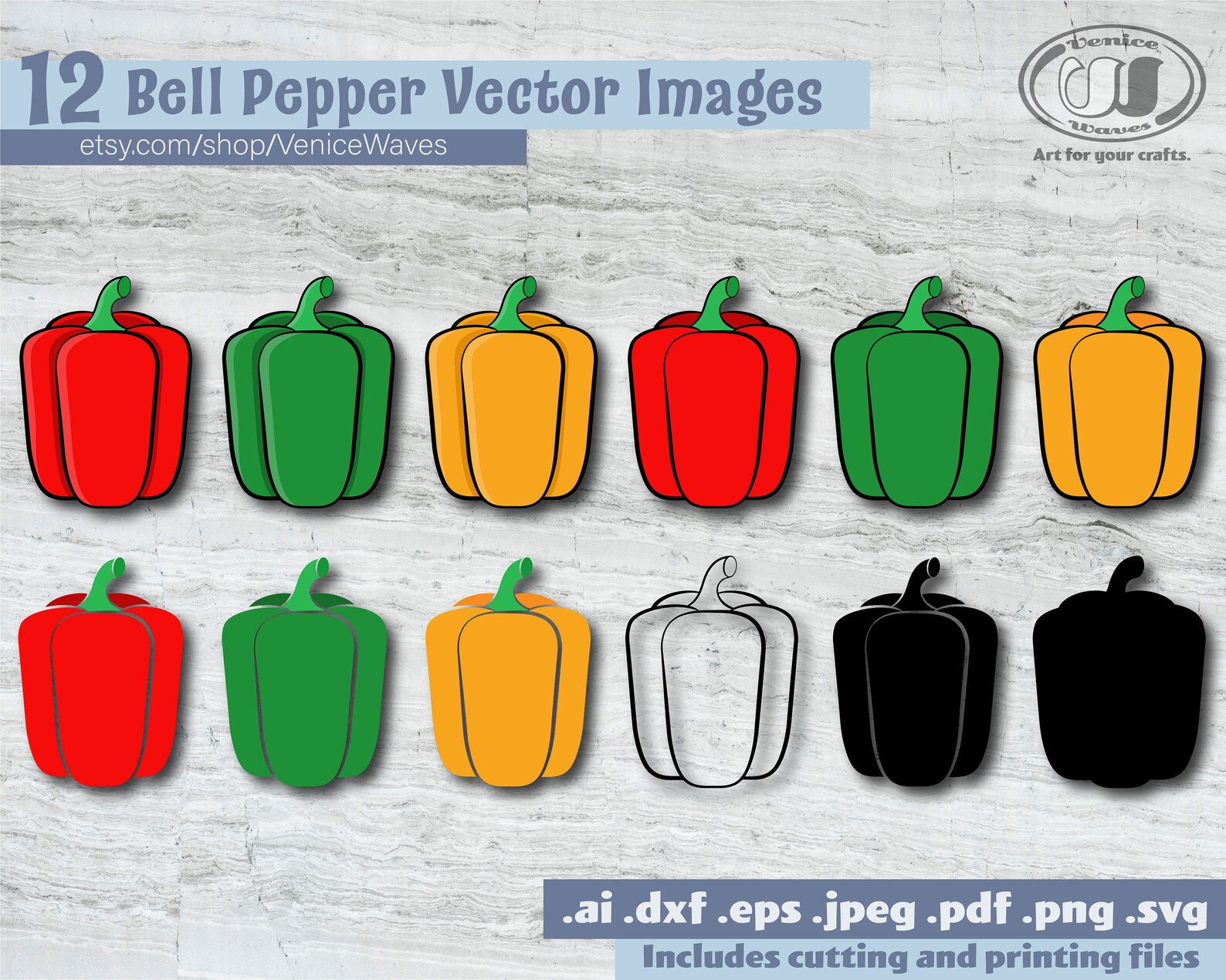 Bell Pepper SVG Bell Pepper Cut File Bell Pepper Clipart | Etsy