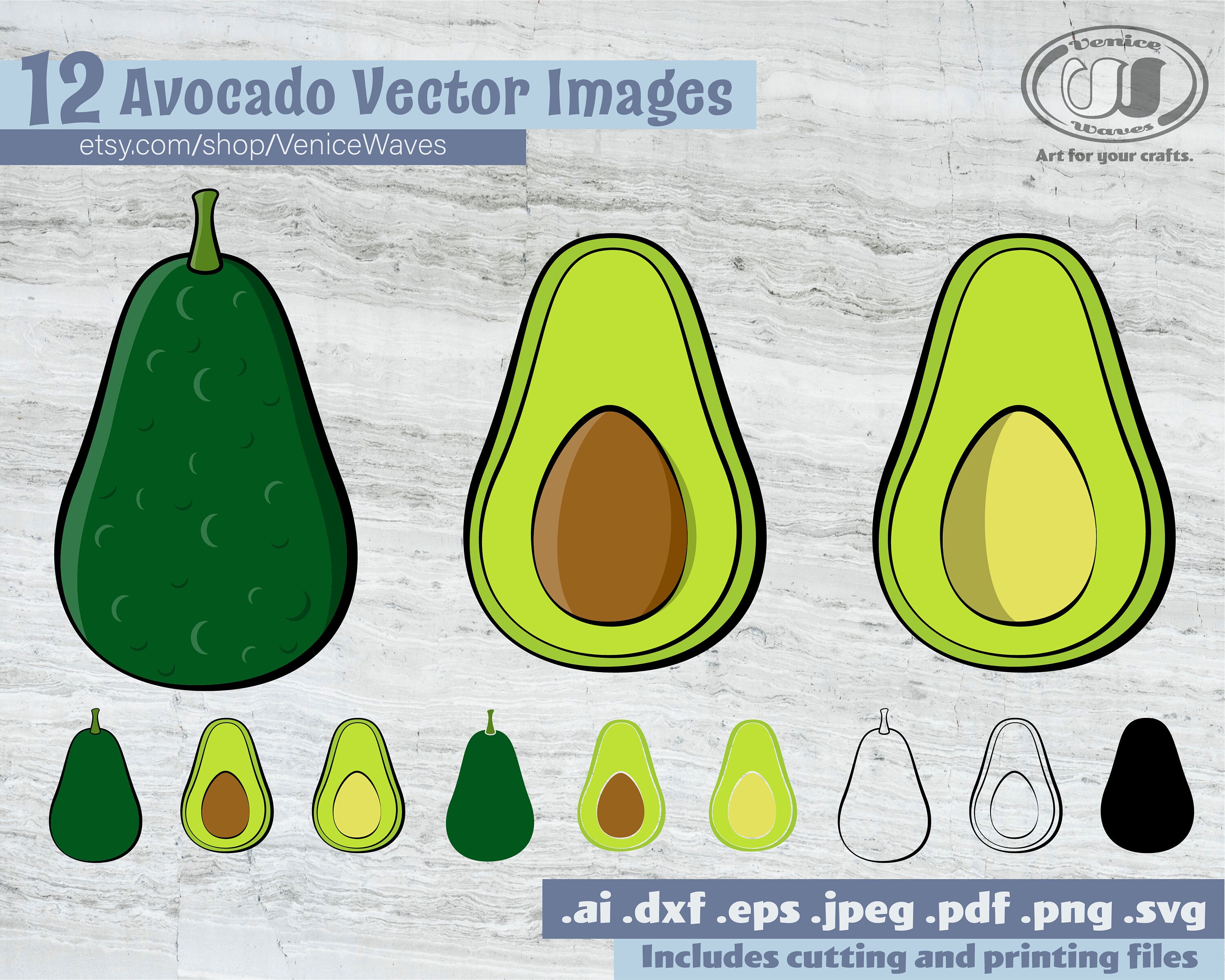 Avocado SVG Avocado Cut File Avocado Clipart Avocado PDF | Etsy