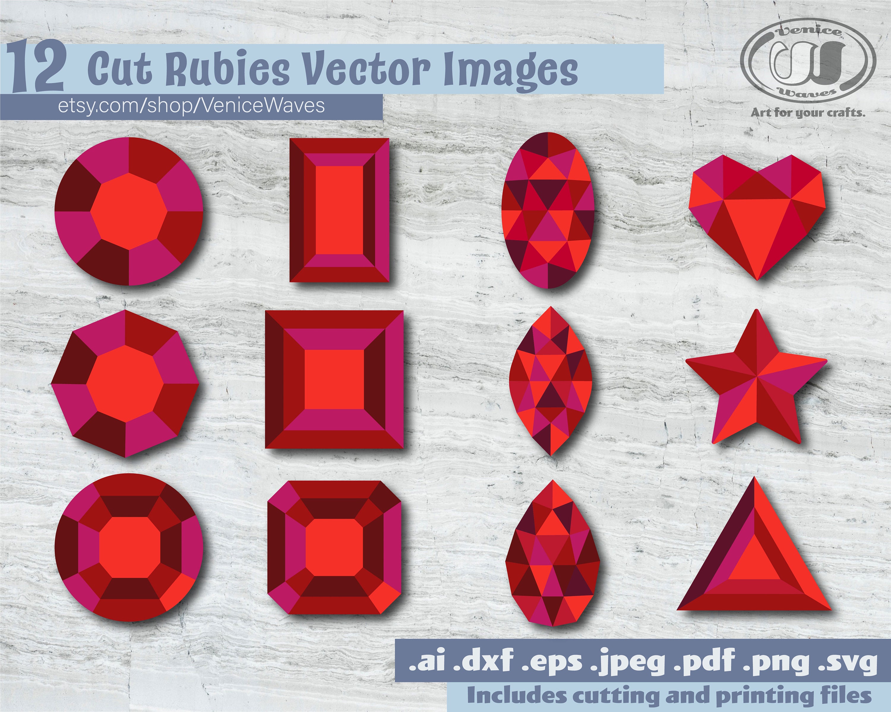 Cut Rubies SVG, Rubies Cut Drawing, Gemstone Clipart, Rubies PDF ...