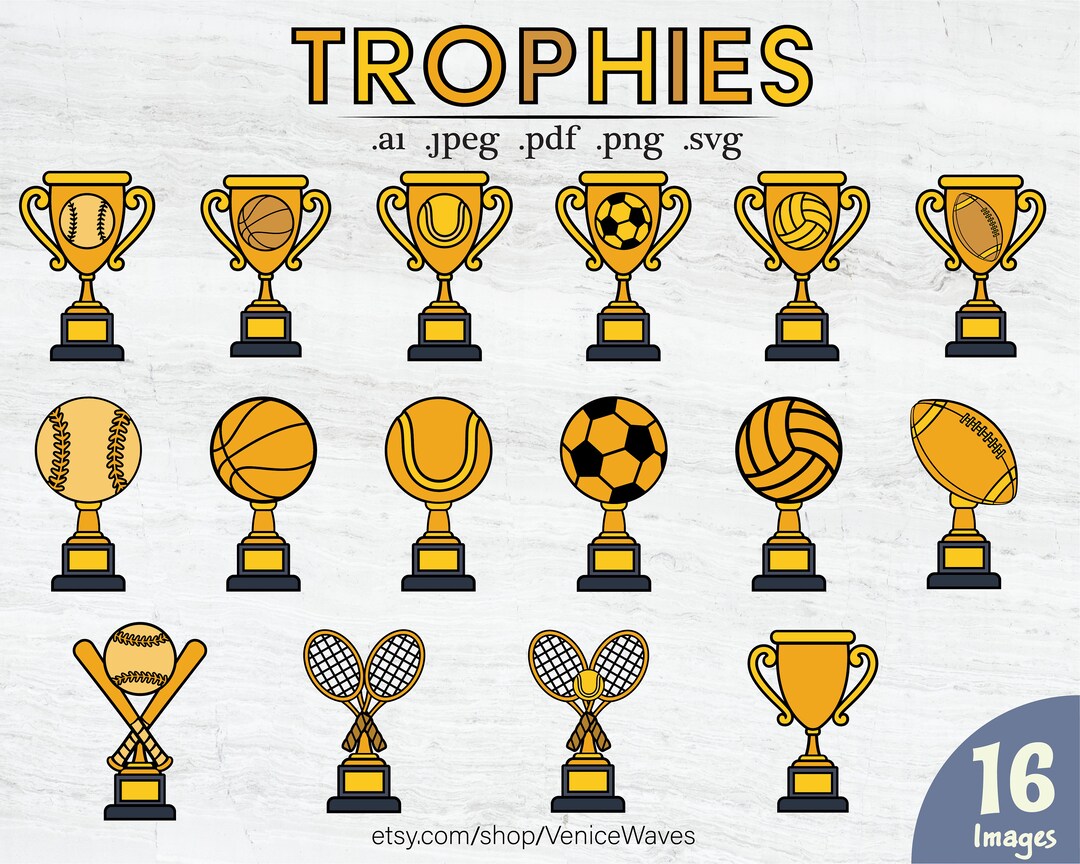 Trophy Cups Vector Images, Layered Cut File, Award Clipart, Sports ...