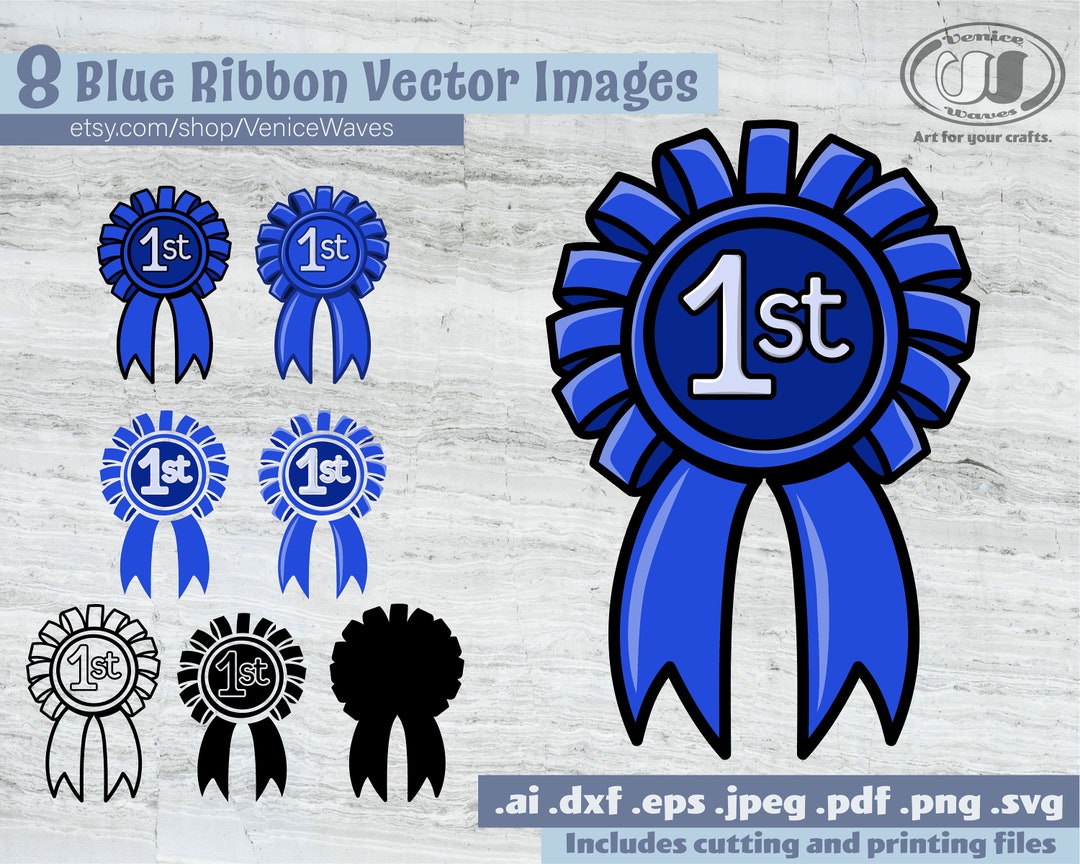Blue Ribbon SVG, Blue Ribbon Cut File, Blue Ribbon Clipart, Blue Ribbon ...