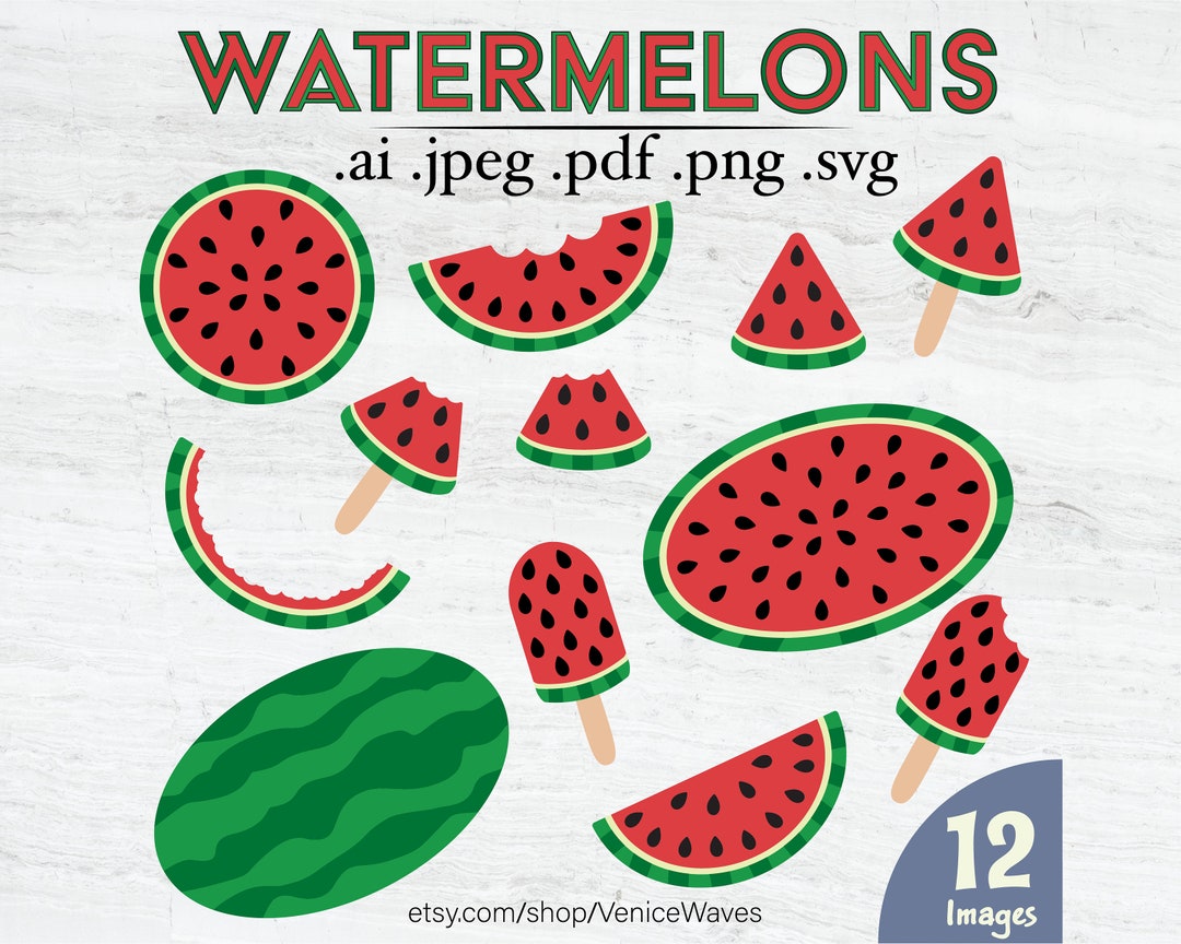 Watermelon Vector Images, Ai, Jpeg, Pdf, Png, Svg, Printing and Cutting ...