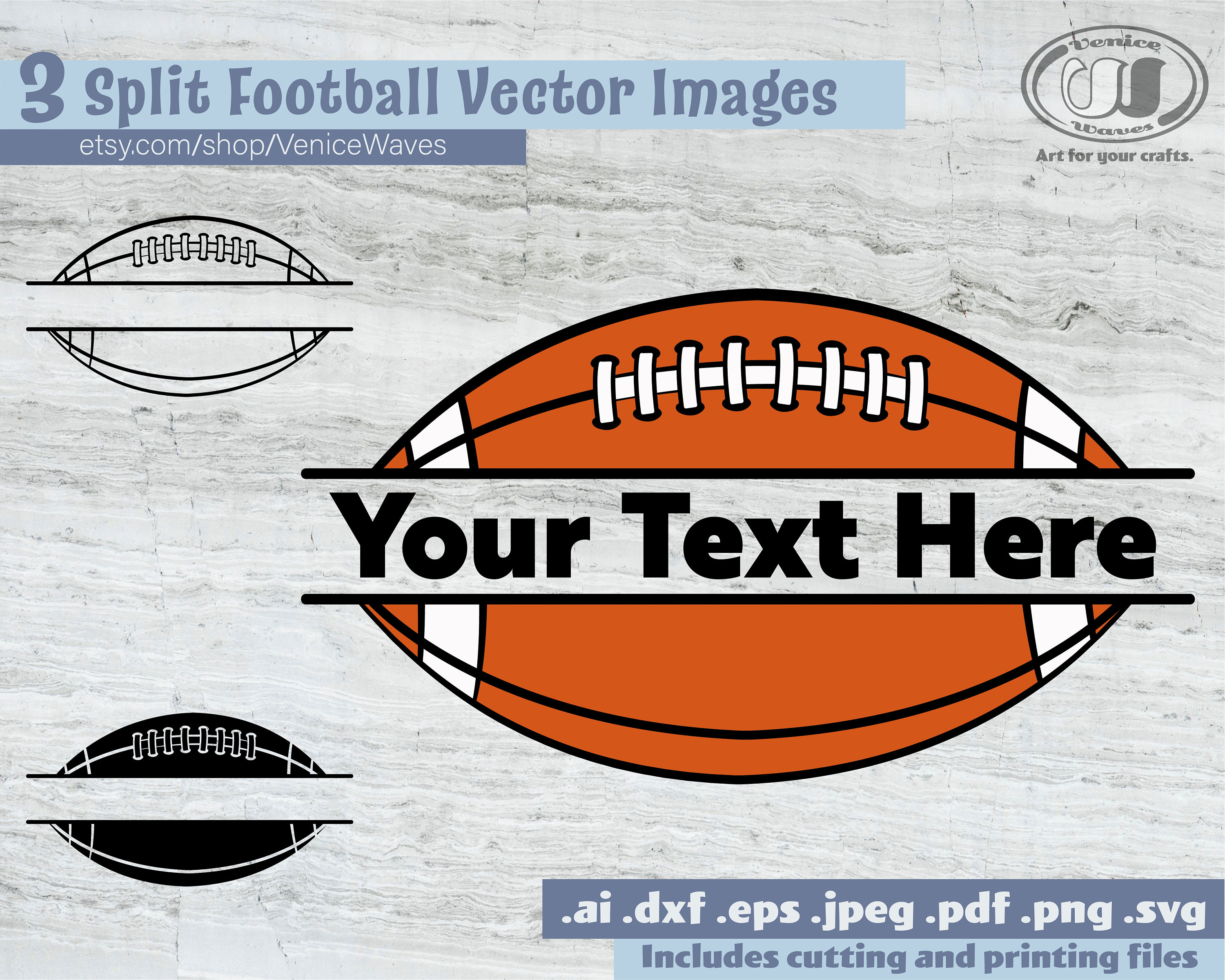 Split Football SVG Split Football Cut File Football Clipart | Etsy