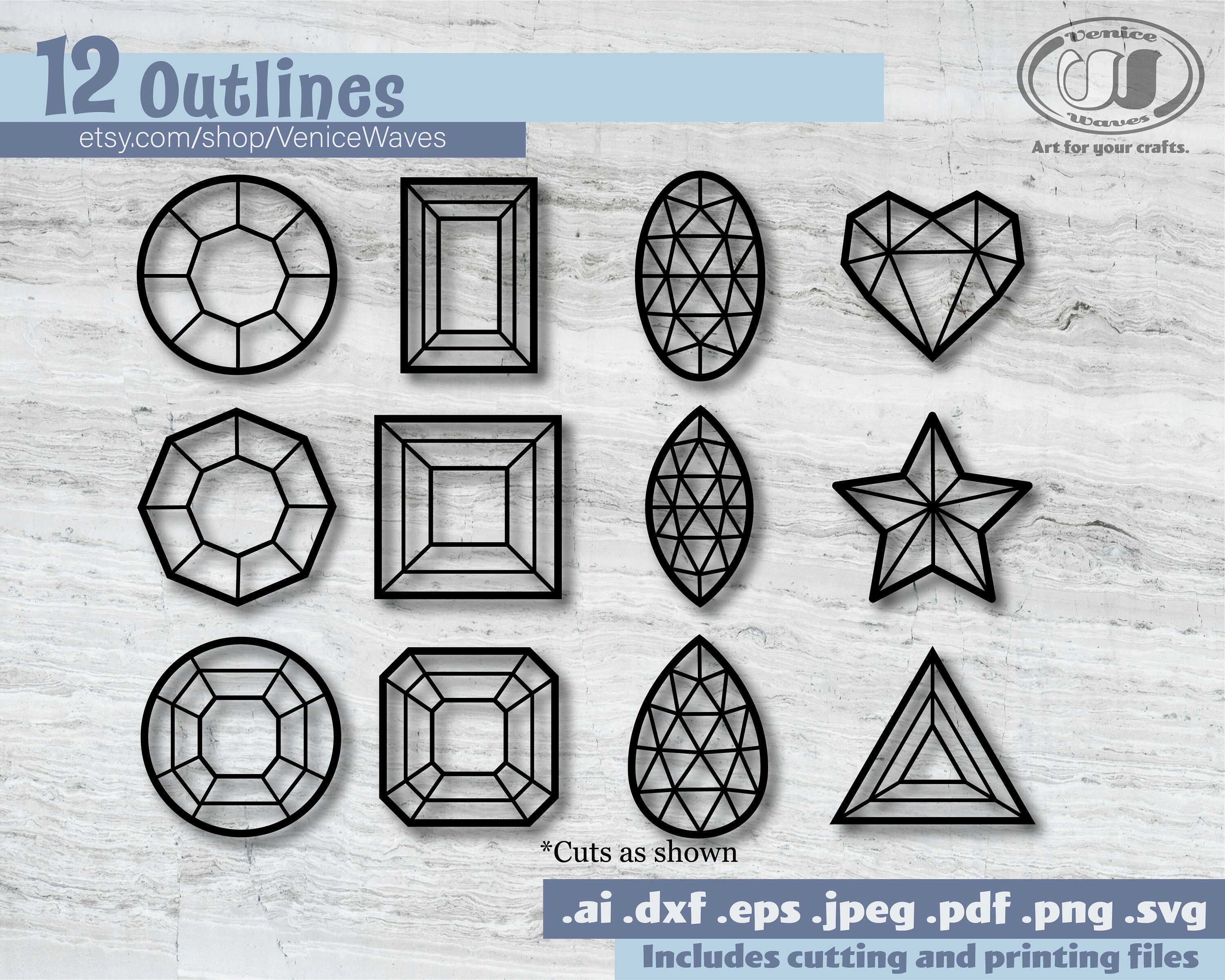 Gemstones Cuts SVG Gemstones Cut File Gemstones Clipart | Etsy