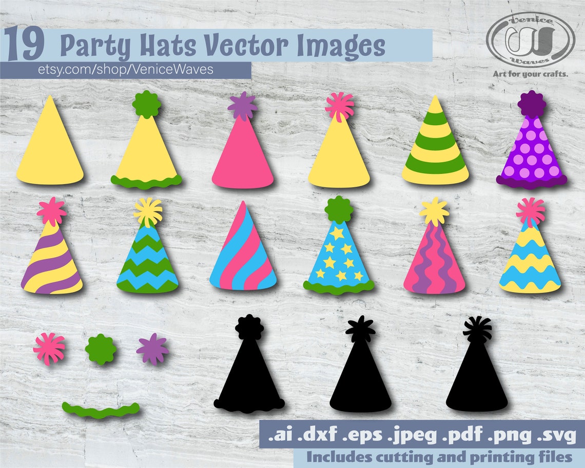 Party Hats SVG Party Hats Cut File Party Hats Clipart Party - Etsy