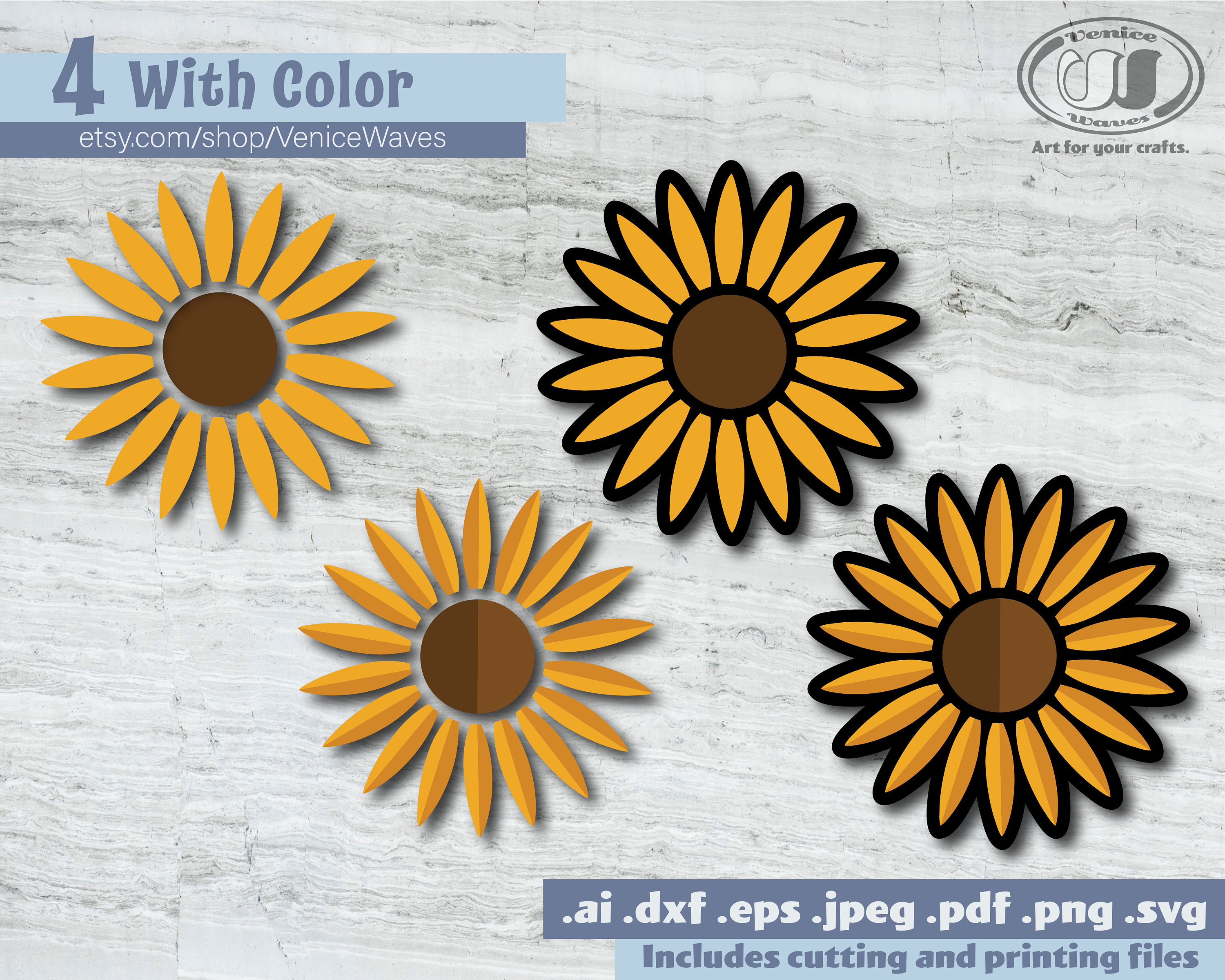 Simple Sunflower SVG Simple Sunflower Cut File Simple - Etsy