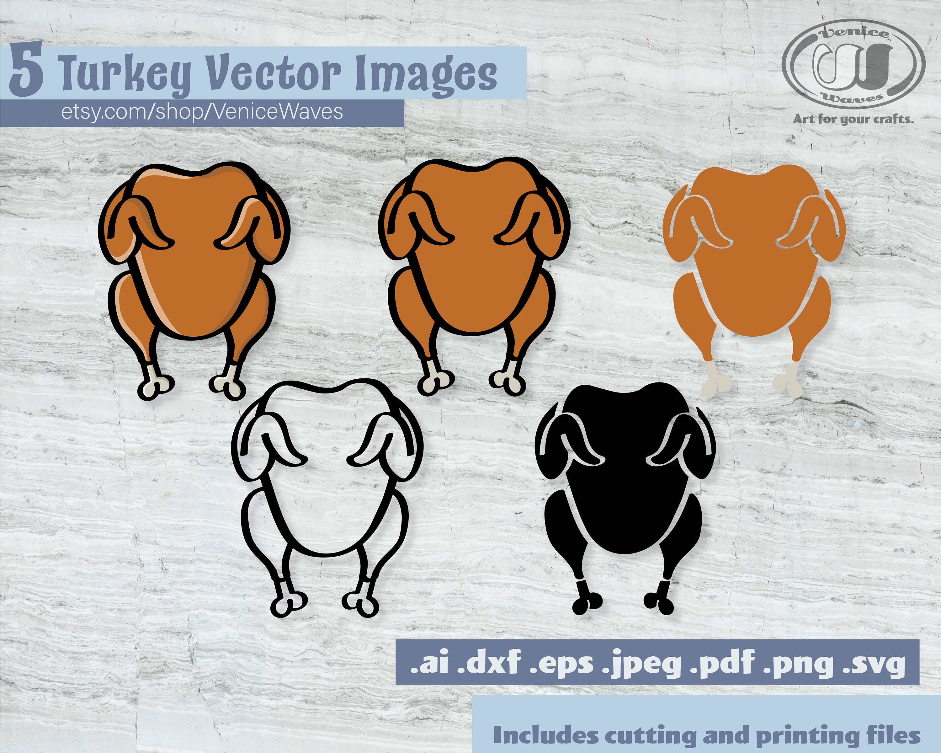 Cooked Turkey SVG, Thanksgiving Cut File, Food Clipart, Holiday PDF ...