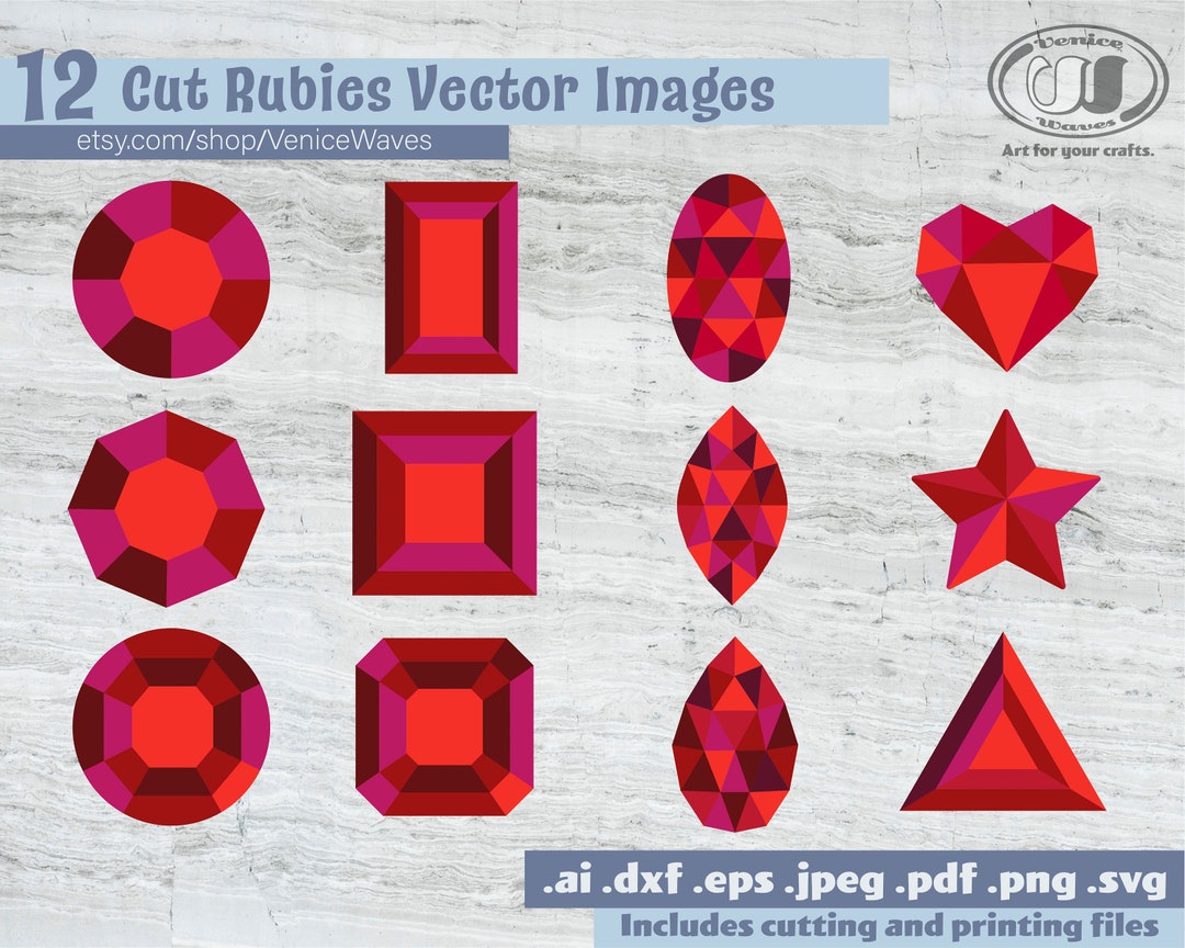 Cut Rubies SVG, Rubies Cut Drawing, Gemstone Clipart, Rubies PDF ...