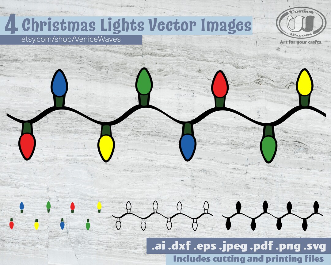 Christmas Lights Clipart, Christmas Cut Files, Printable Christmas ...
