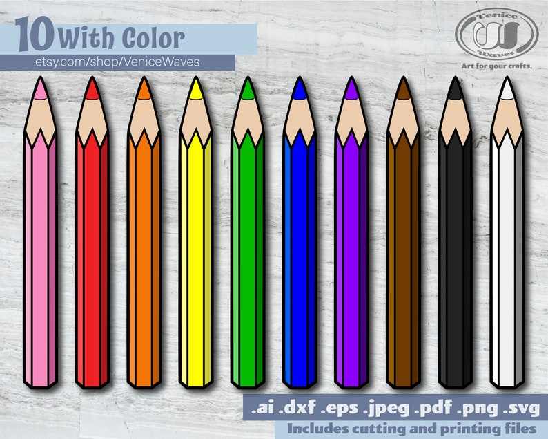 Colored Pencils SVG Colored Pencils Cut File Colored Pencils - Etsy