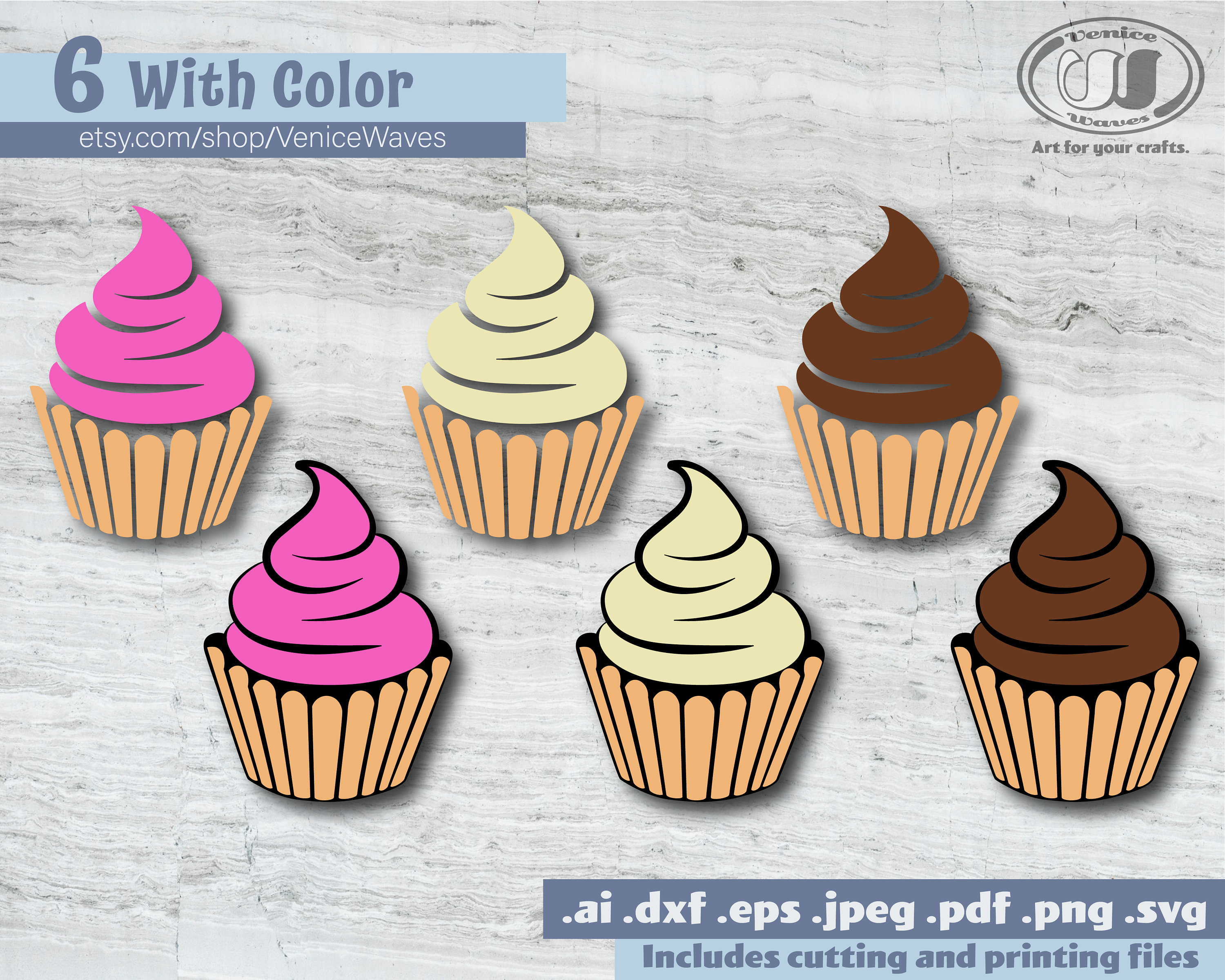Cupcakes SVG Cupcake Cut File Cupcake Clipart Cupcake PDF - Etsy