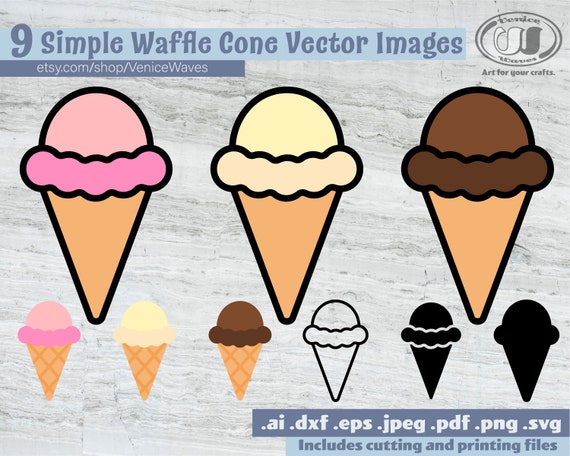 Simple Waffle Cone Clipart Ice Cream Cut Files | Etsy