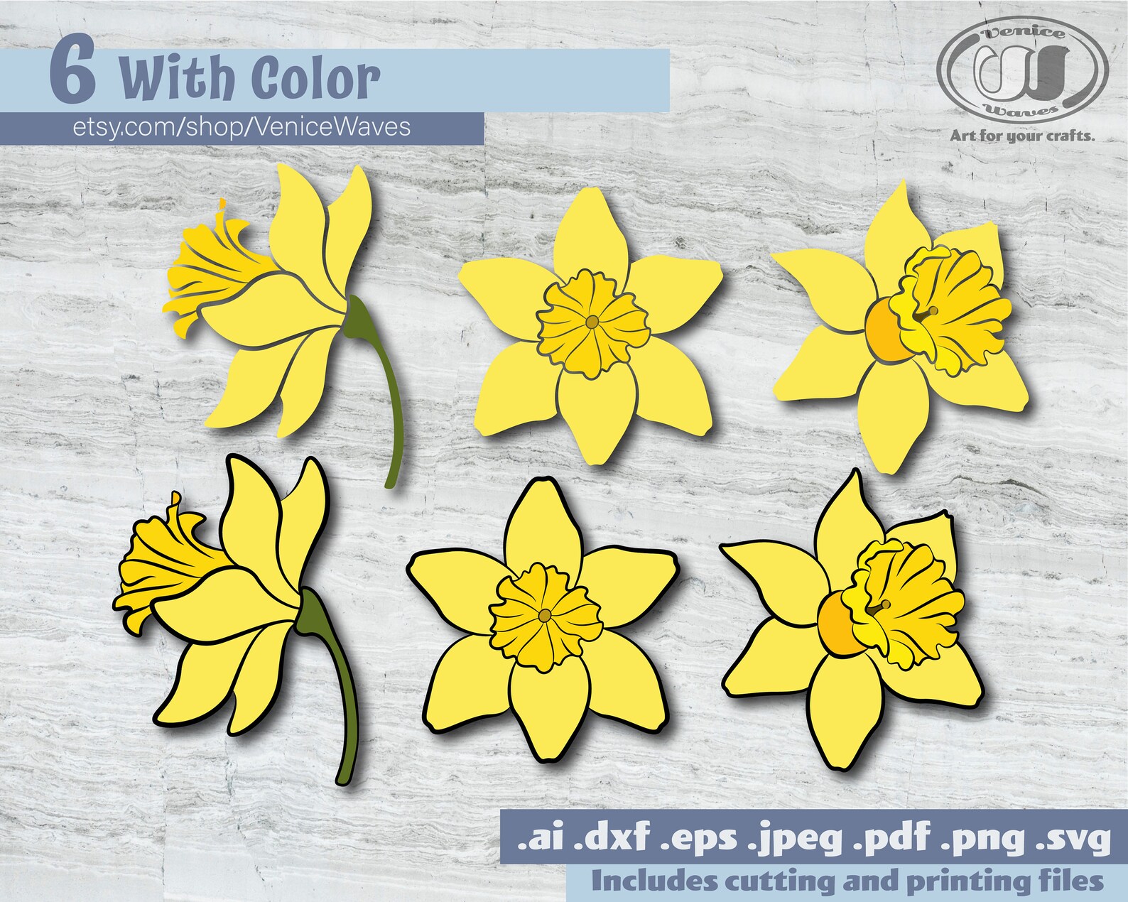 Daffodils SVG, Daffodils Cut File, Daffodils Clipart, Daffodils PDF ...
