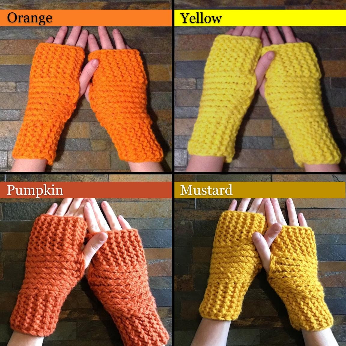 Solid Fingerless Gloves - Etsy