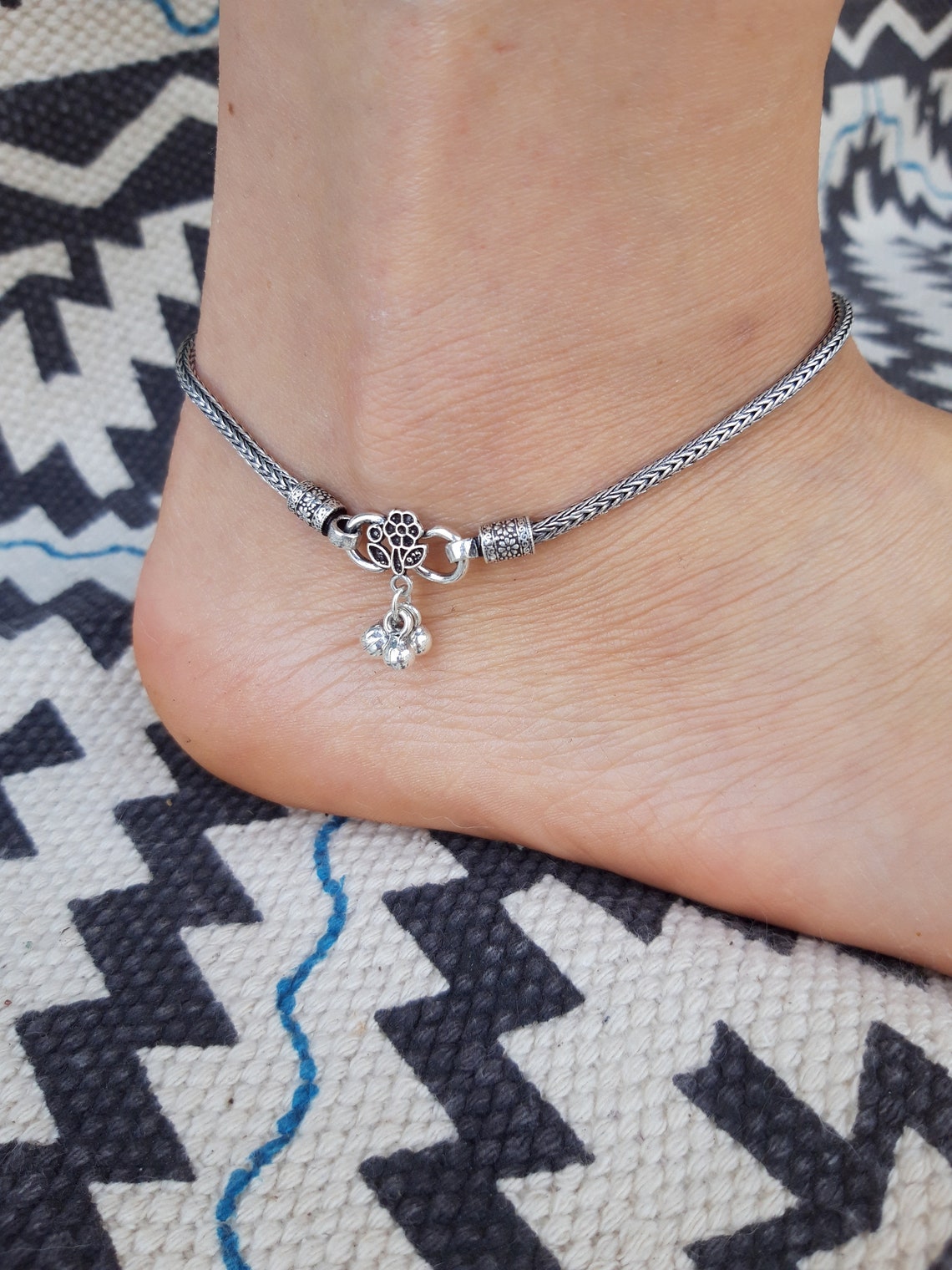 SNAKE anklet sterling silver 925 elegant minimal boho gypsy | Etsy